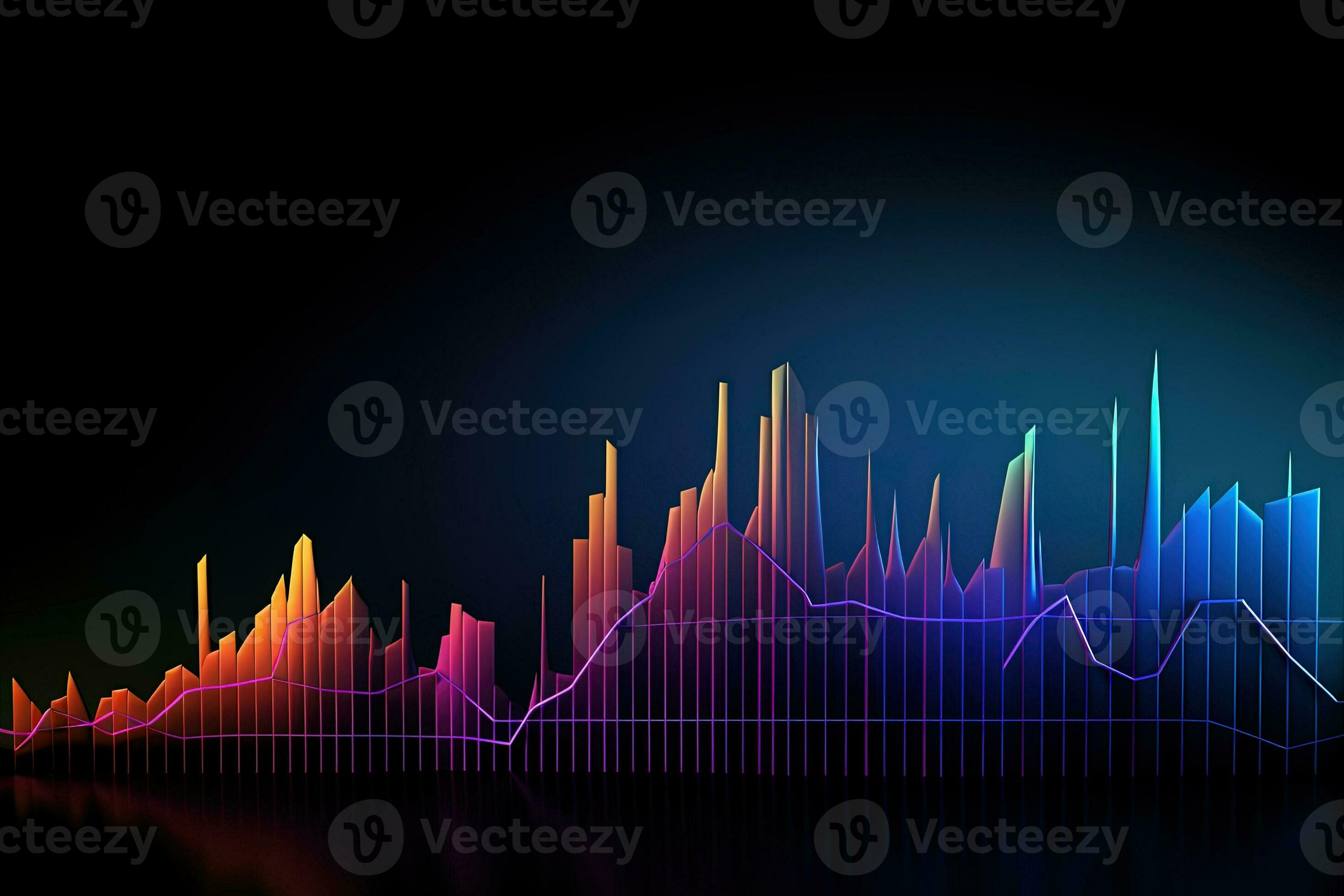 colorful graph line on black background. Generative AI 30598601 Stock ...