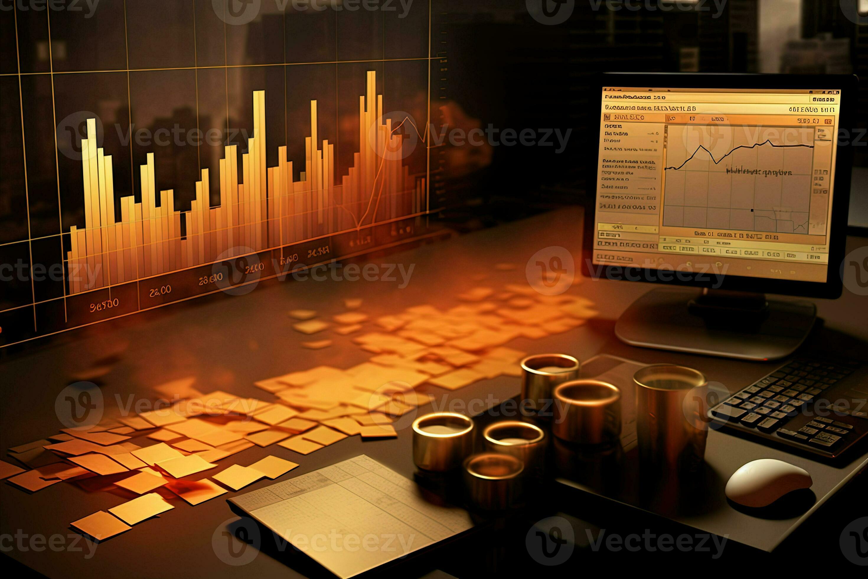 computer screen with a graph. Generative AI 30598684 Stock Photo at ...