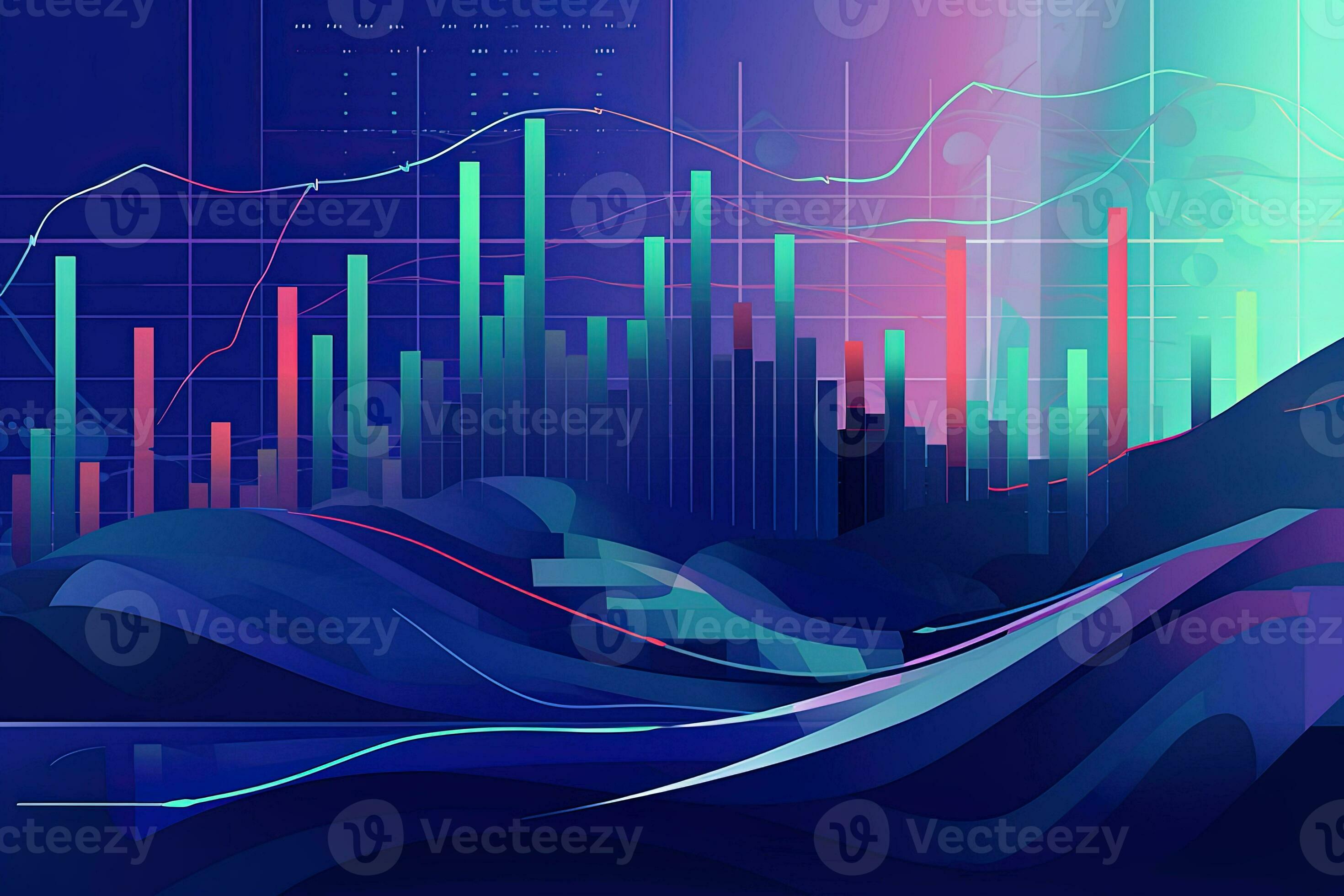 abstract illustration of a graph chart. Generative AI 30598706 Stock ...