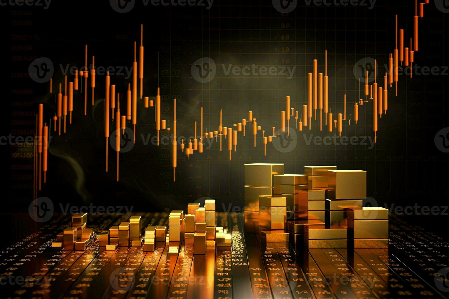 gold bars on a stock chart. Generative AI 30598839 Stock Photo at Vecteezy