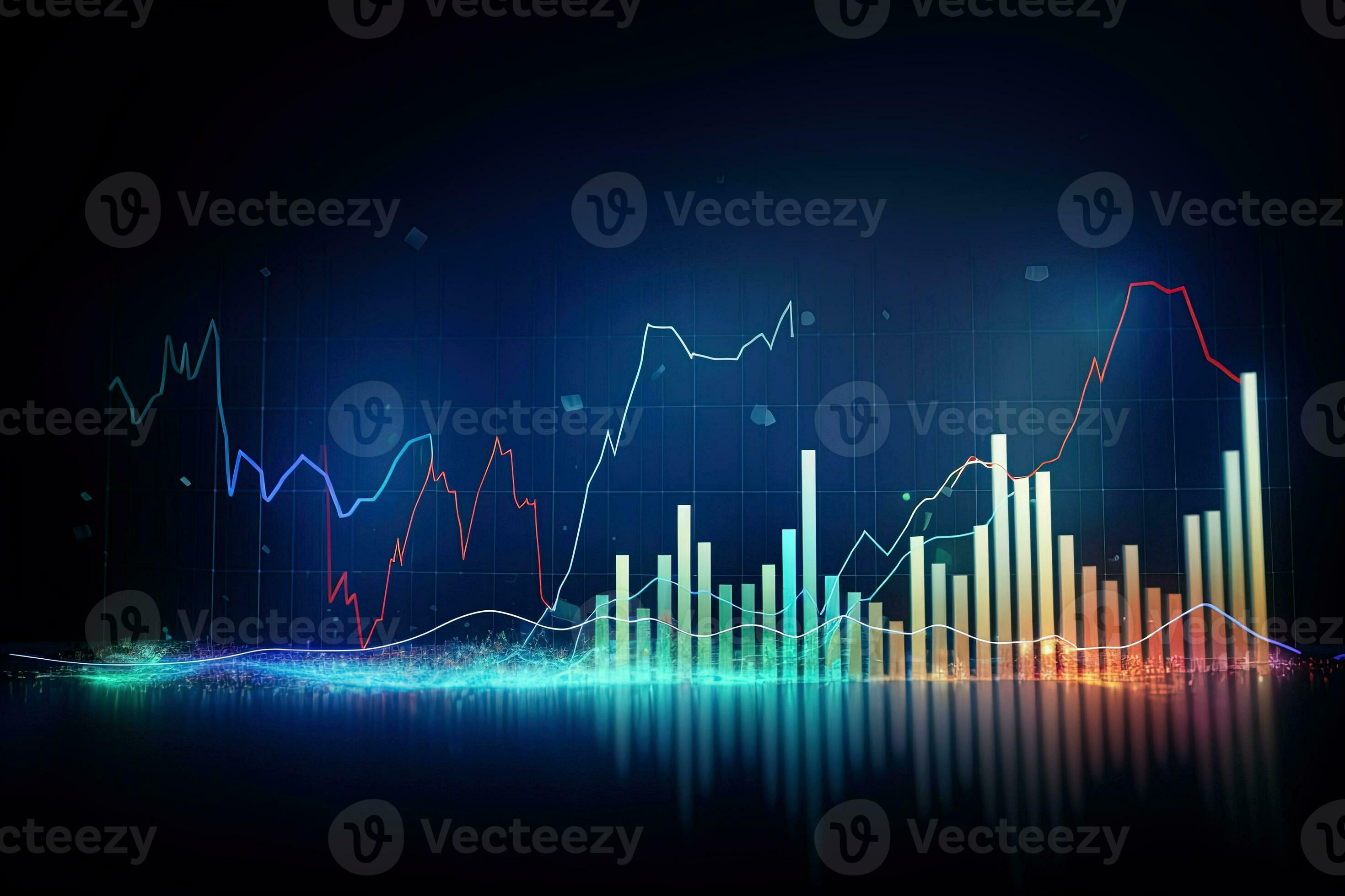 abstract graph chart with colorful lines. Generative AI 30598916 Stock ...