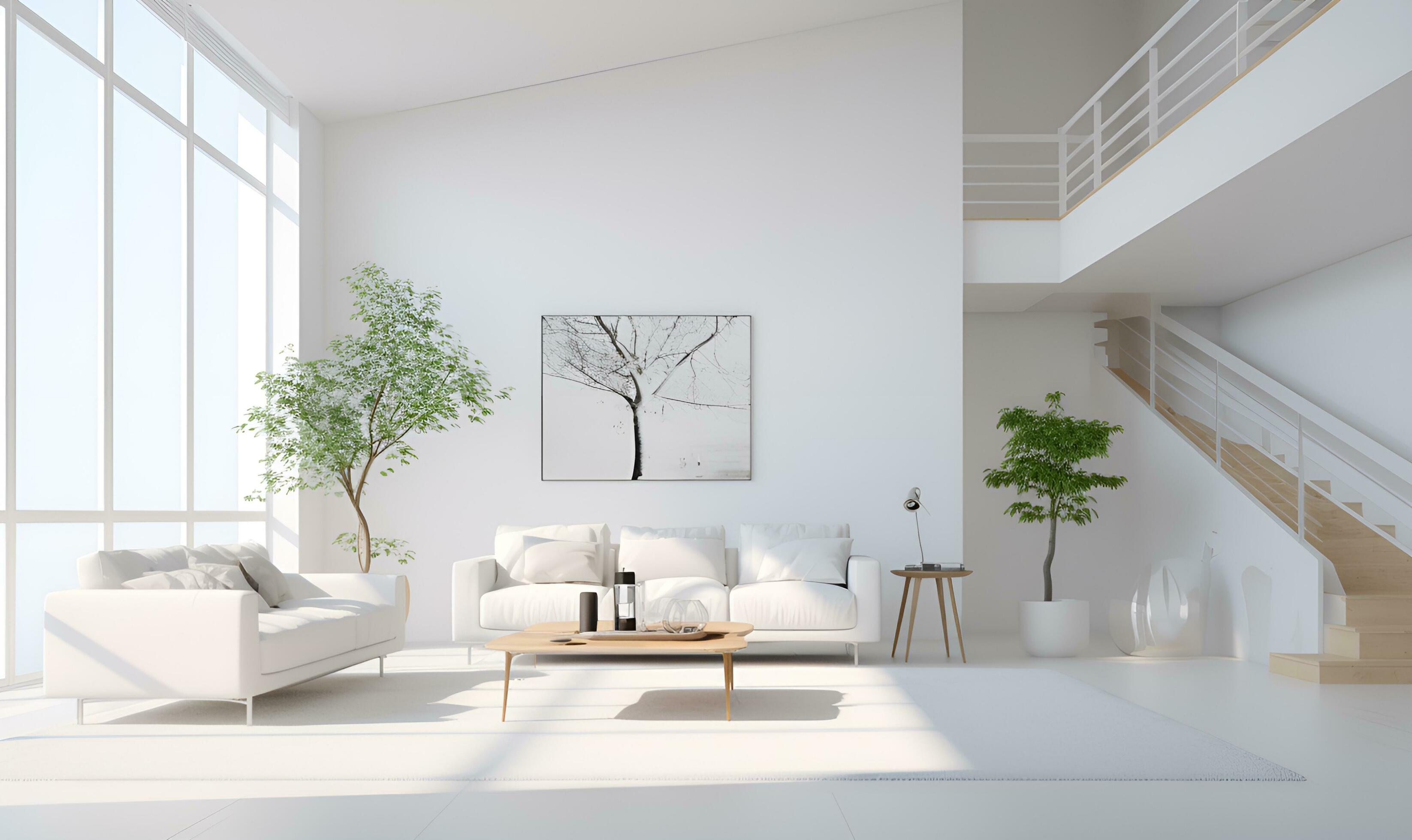 white minimalist house interior, elegant and luxurious, futuristic, ai ...