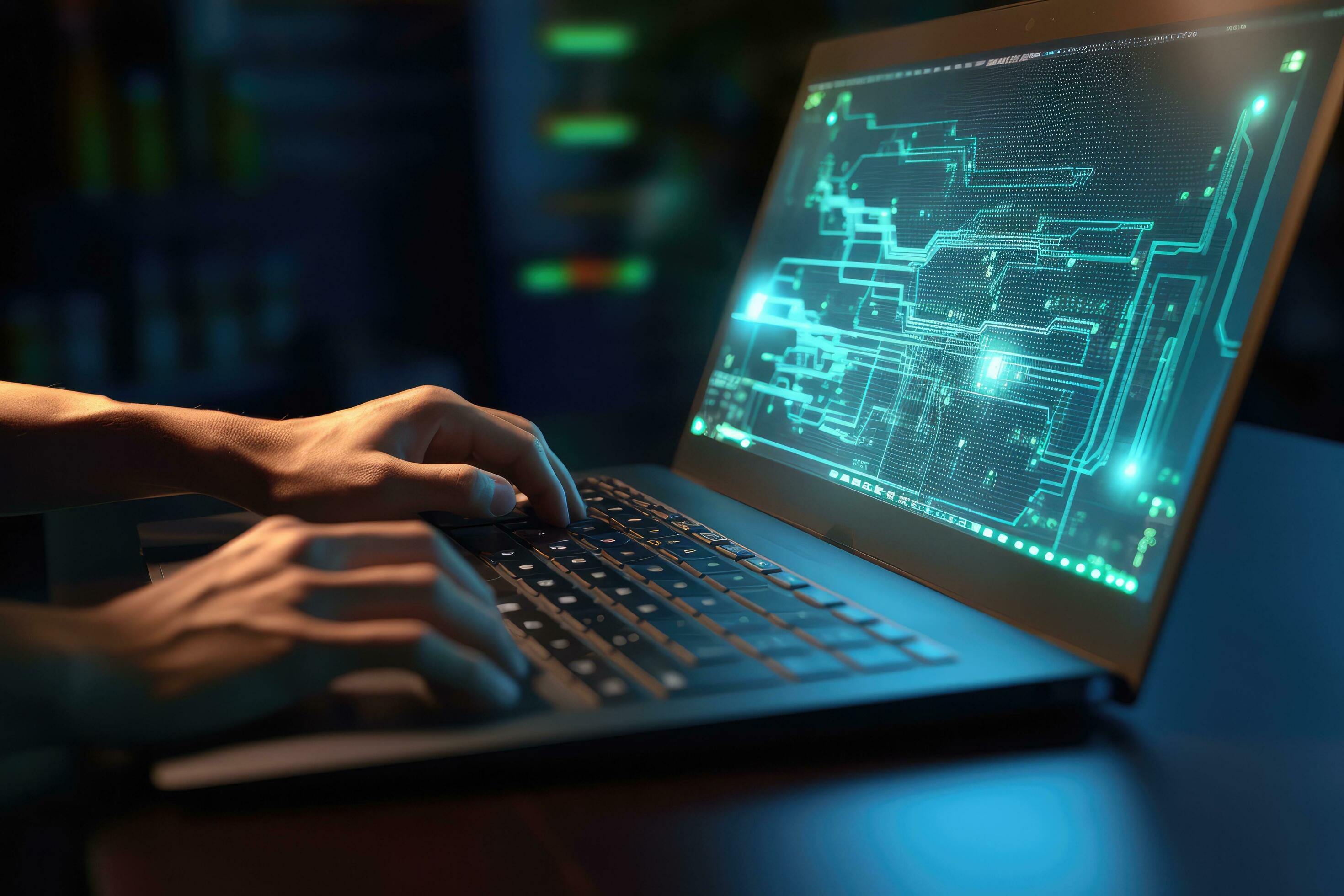 Close Up Hand Programmer Working On Their Professional Development Types On A Laptop Computer