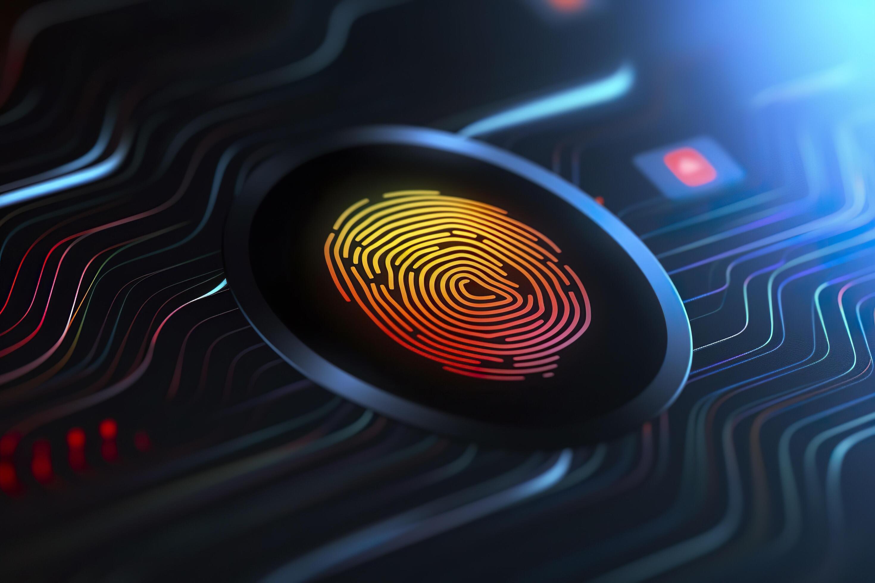 Fingerprint Authentication Button Biometric Security Identification And Cyber Security Concept