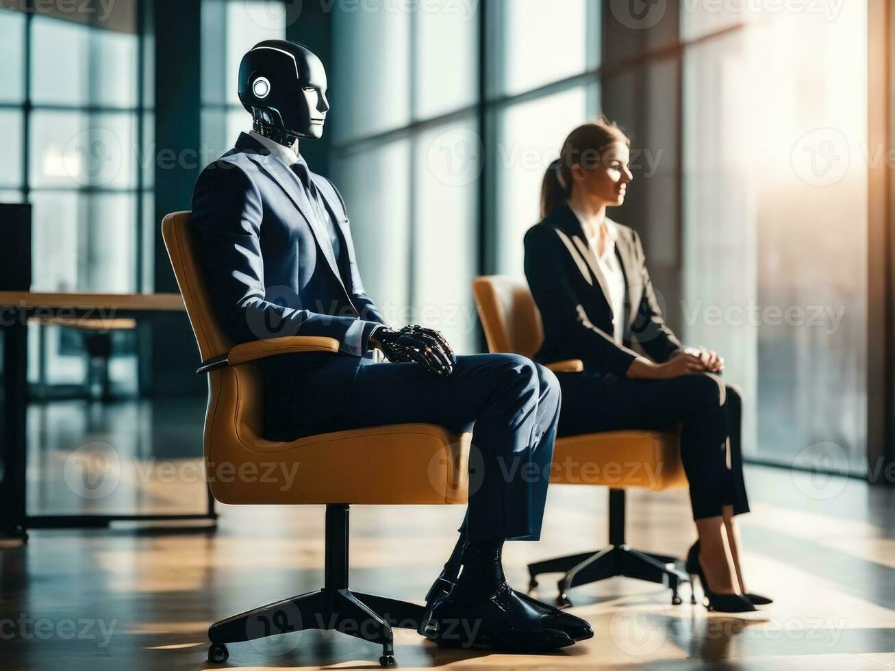 ai robot esperando para un trabajo entrevista. moderno tecnologías ... ai robot esperando para un trabajo entrevista. moderno tecnologías ...