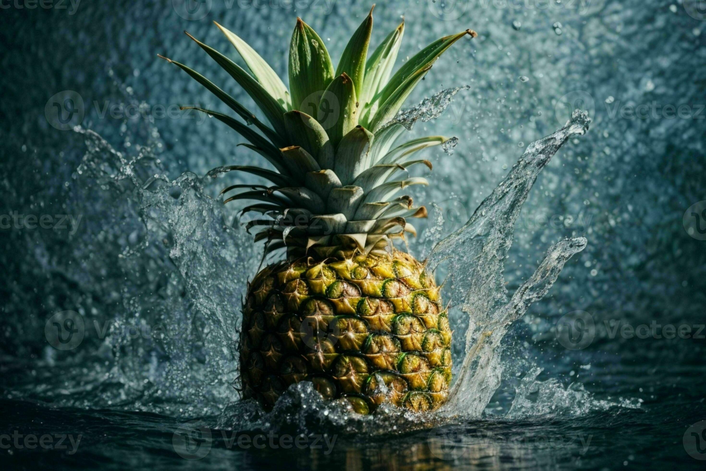 Water splash on pineapple fruit. AI Generative Pro Photo 30612583 Stock Photo at Vecteezy
