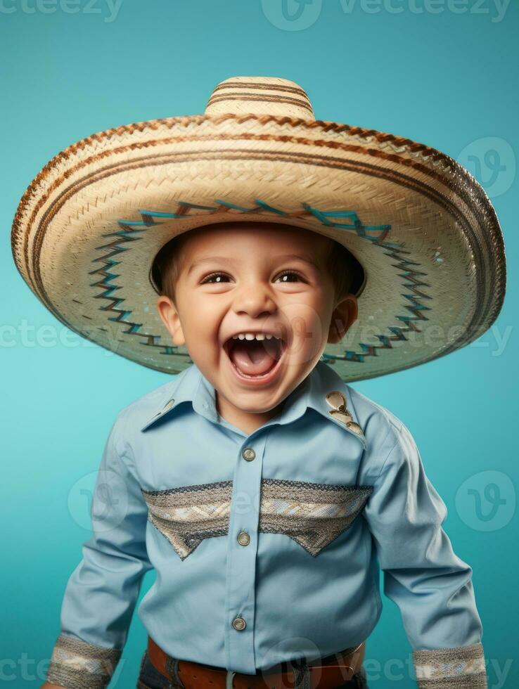 Happy Mexican kid in casual clothing against a neutral background AI Generative 30614358 Stock ...
