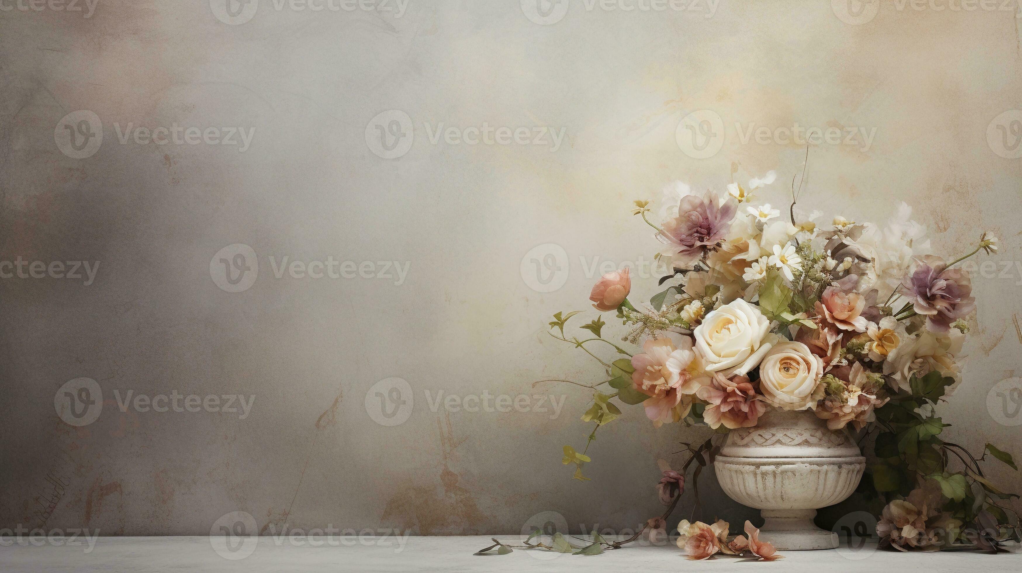 An image featuring a vintage-style floral arrangement with muted tones ...
