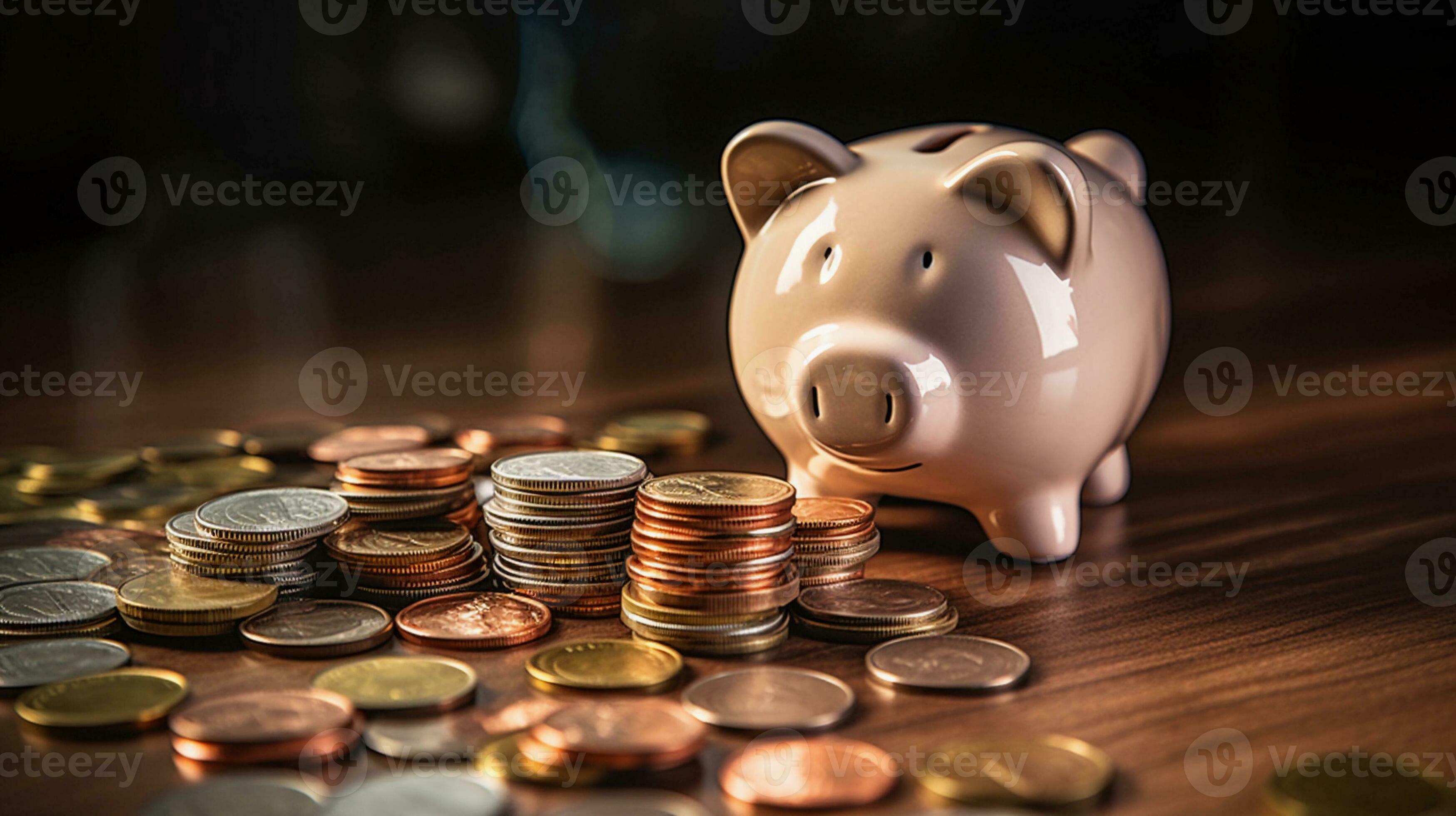 A visually appealing composition highlighting a piggy bank filled with ...