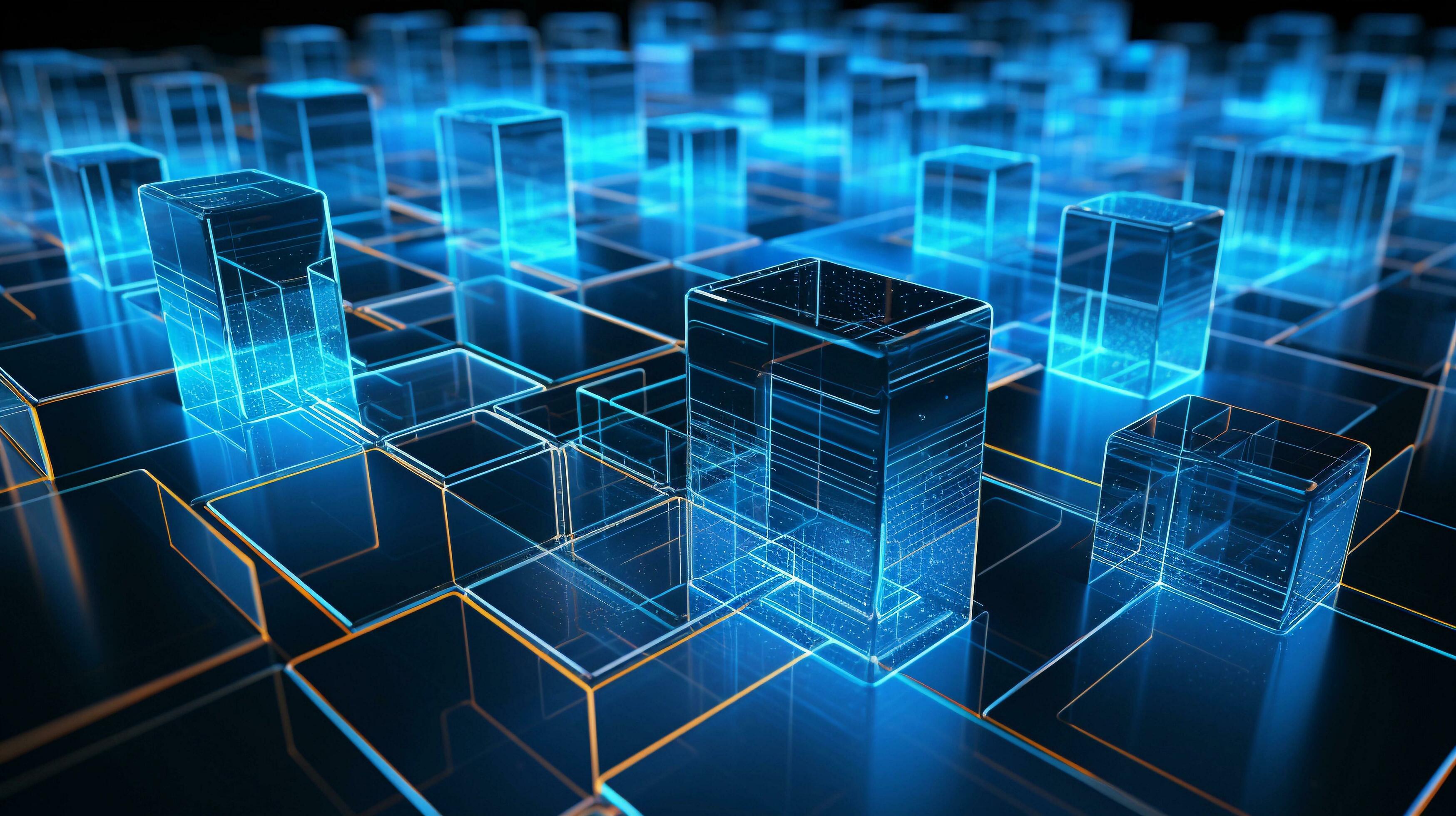 An Artistic Representation Of Interconnected Blocks Forming A Blockchain Network With
