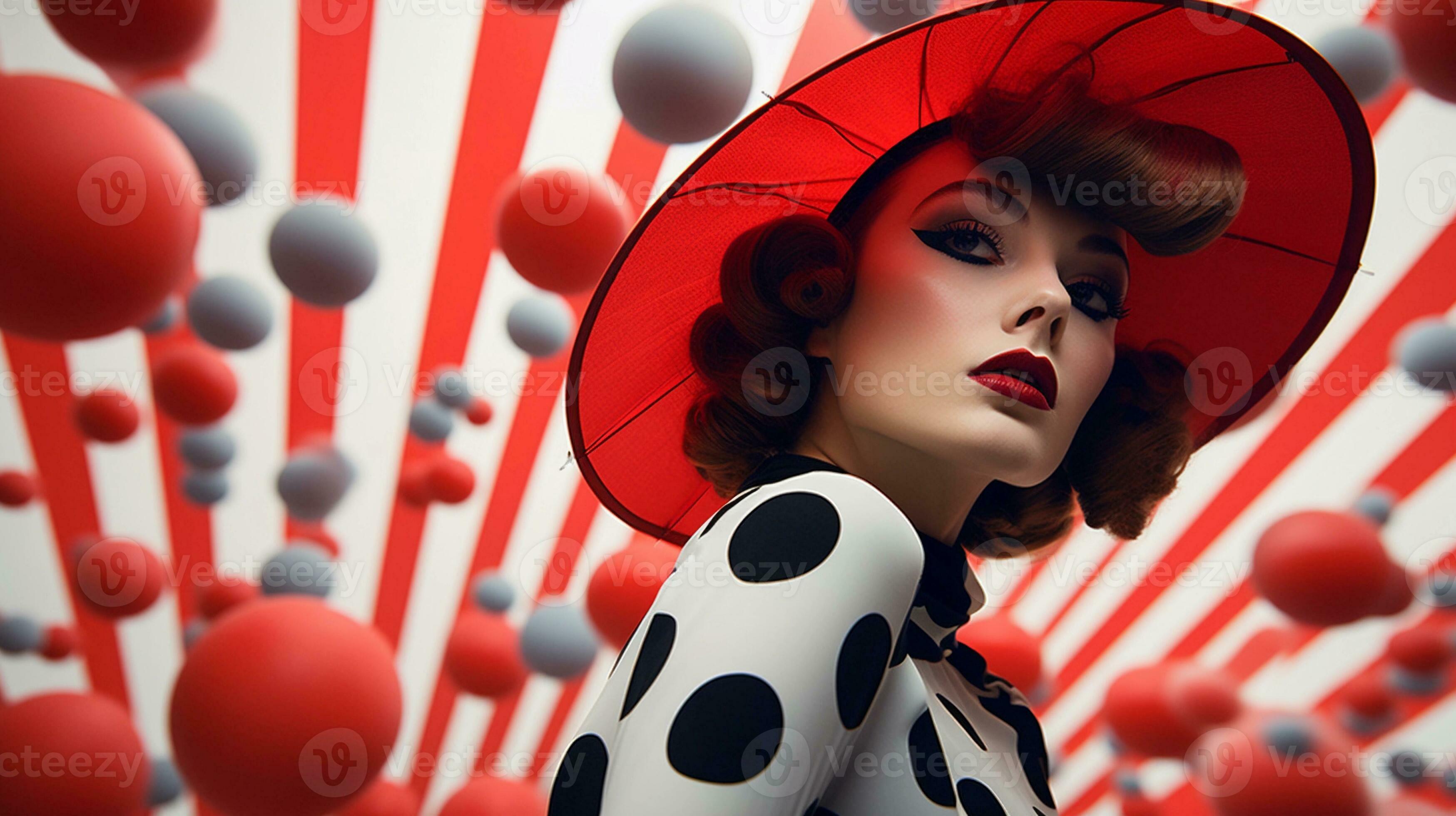 An artistic portrayal of a scene featuring polka dots prominently in ...