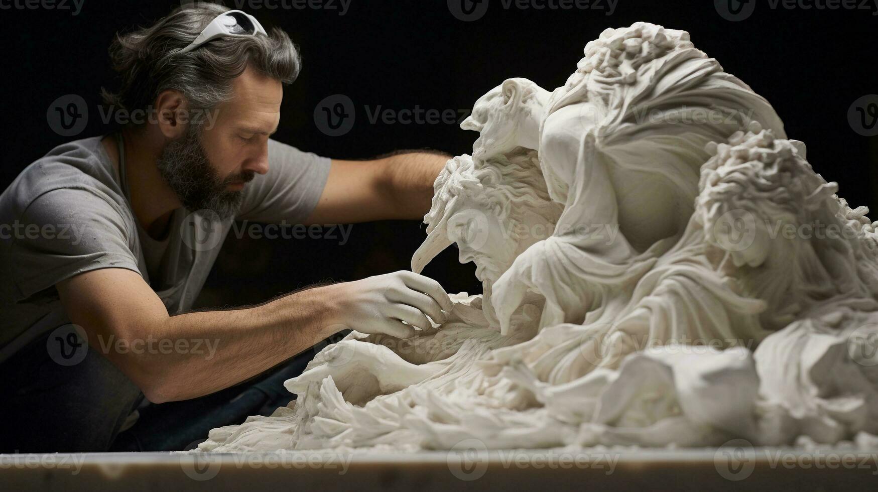 An image capturing a skilled artisan sculpting marble into a work of ...