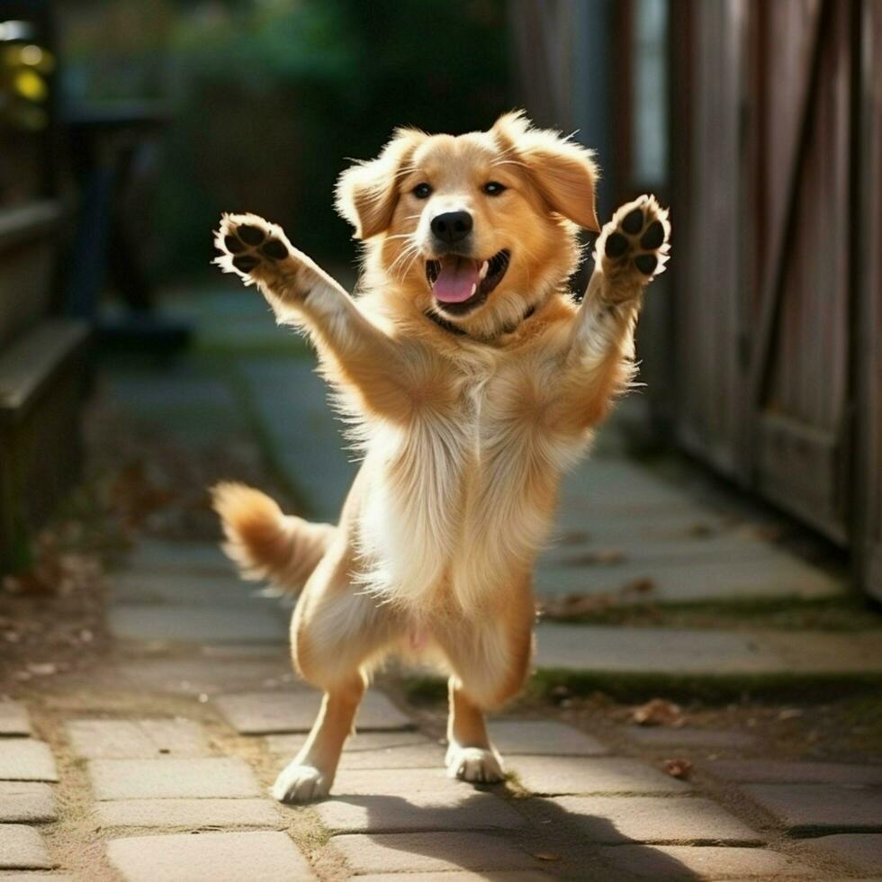 A cheerful dog wagging its tail uncontrollably 30681074 Stock Photo at Vecteezy