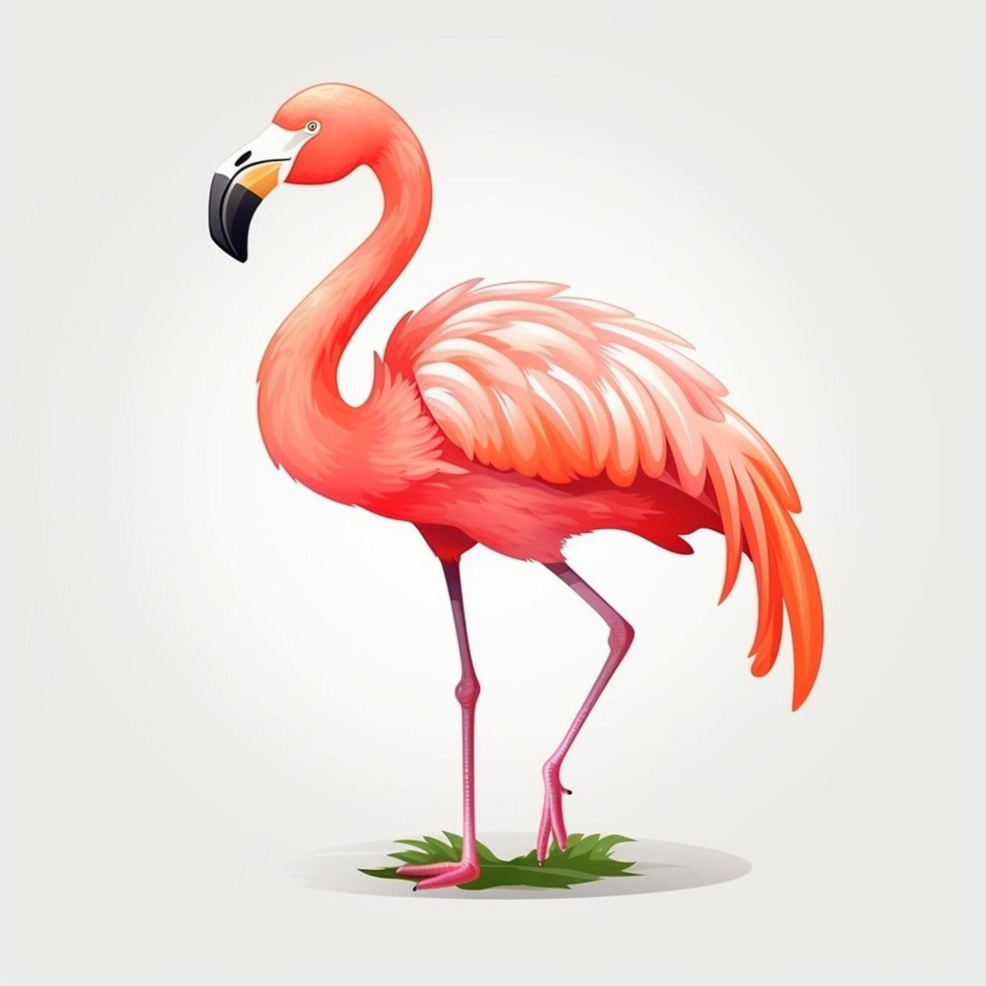 Flamingo 2d cartoon vector illustration on white backgroun 30687486 ...