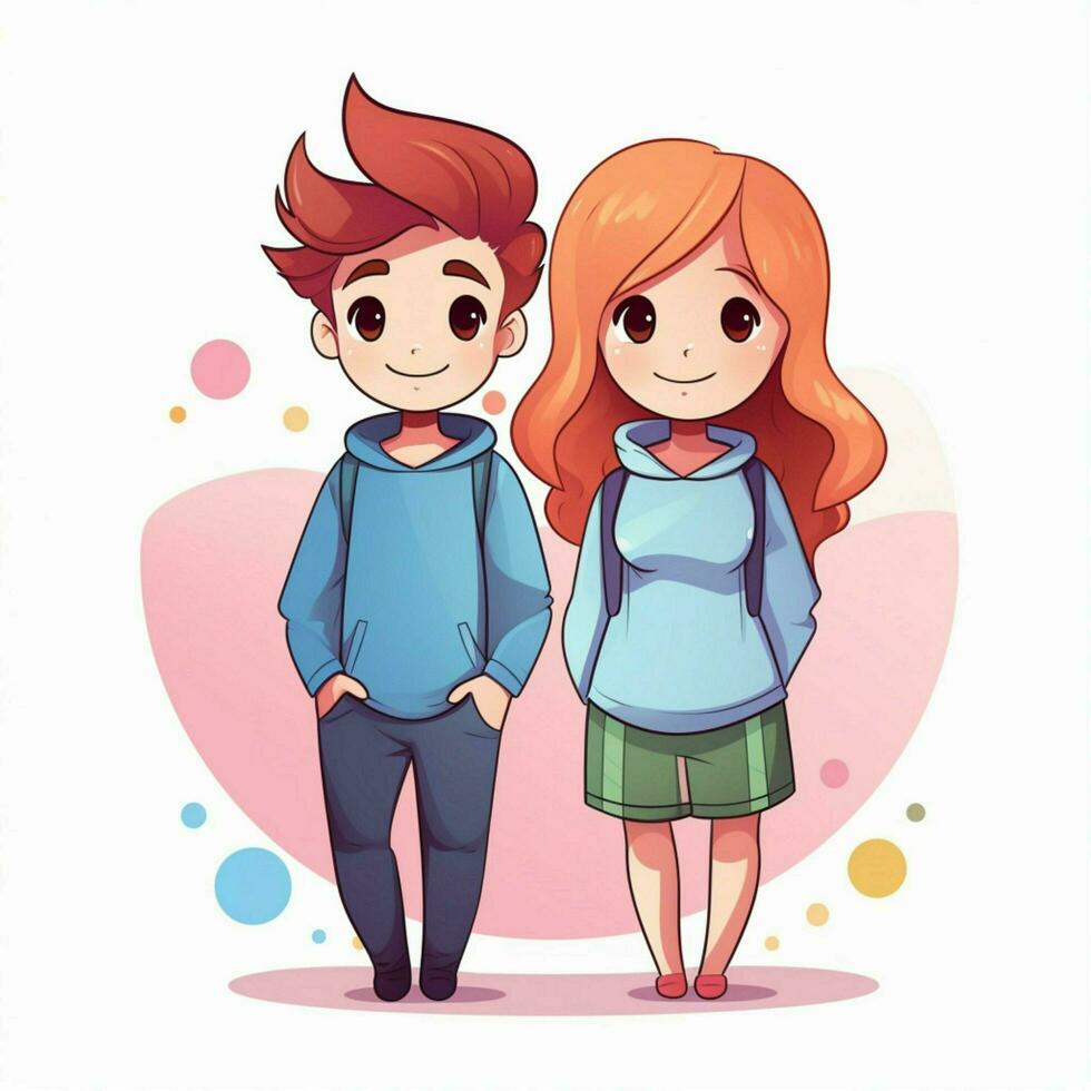 Cute Cartoon Couples Holding Hands