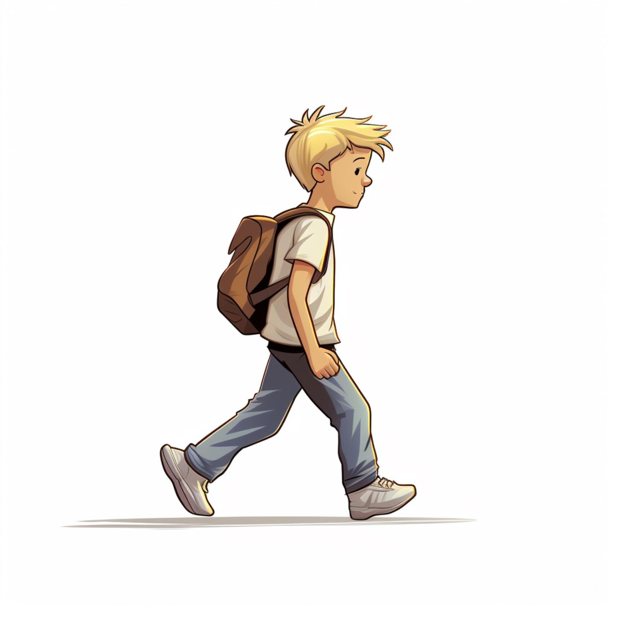 Cartoon person walking store