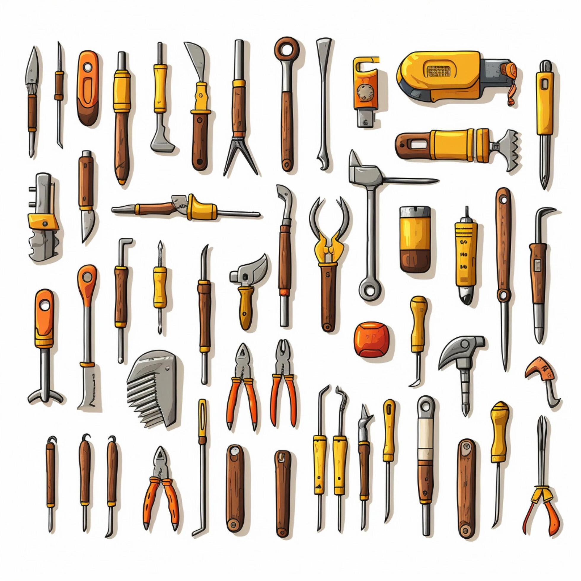 herramientas emojis 2d dibujos animados vector ilustración en blanco respaldo 30694422 Foto de ...