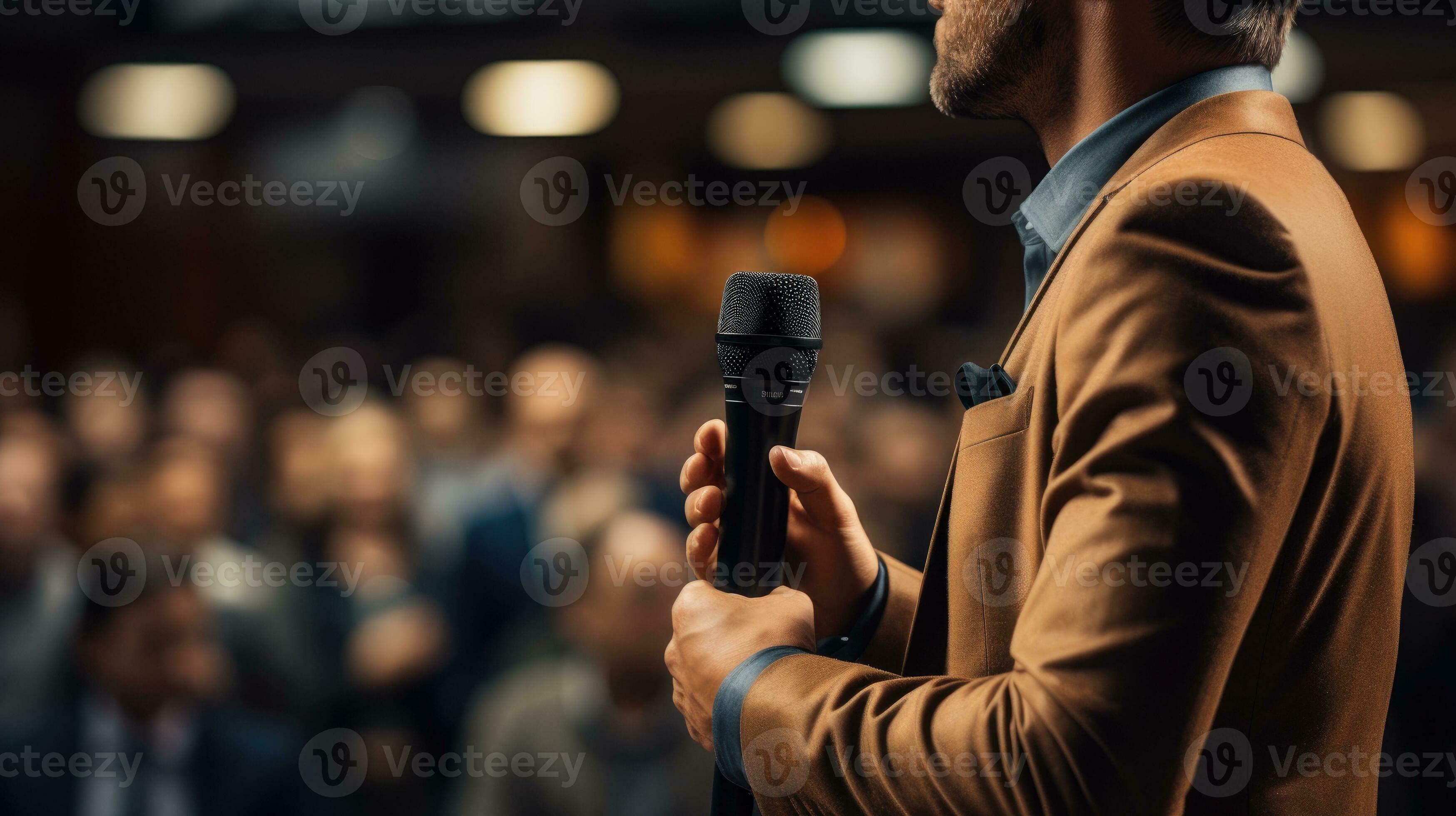 A motivational speaker addresses the audience. Generative AI 30710140 ... A motivational speaker addresses the audience. Generative AI 30710140 ...