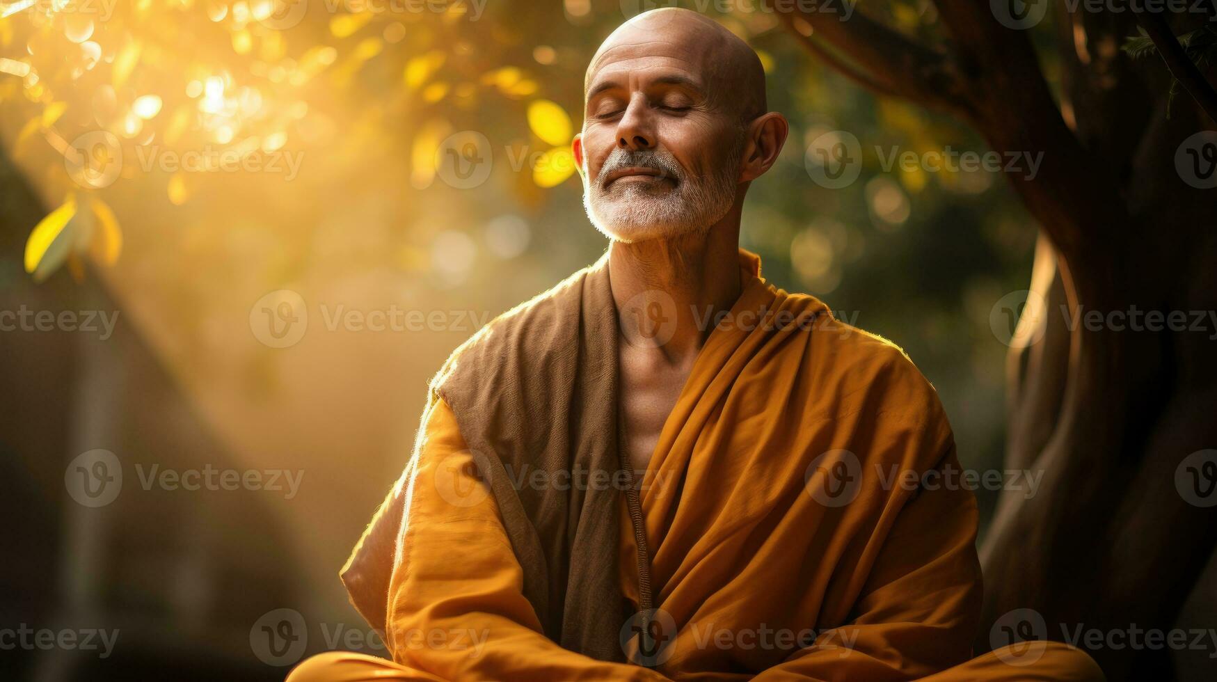 A yogi meditating with the peace of nature. Generative AI 30711473 ...