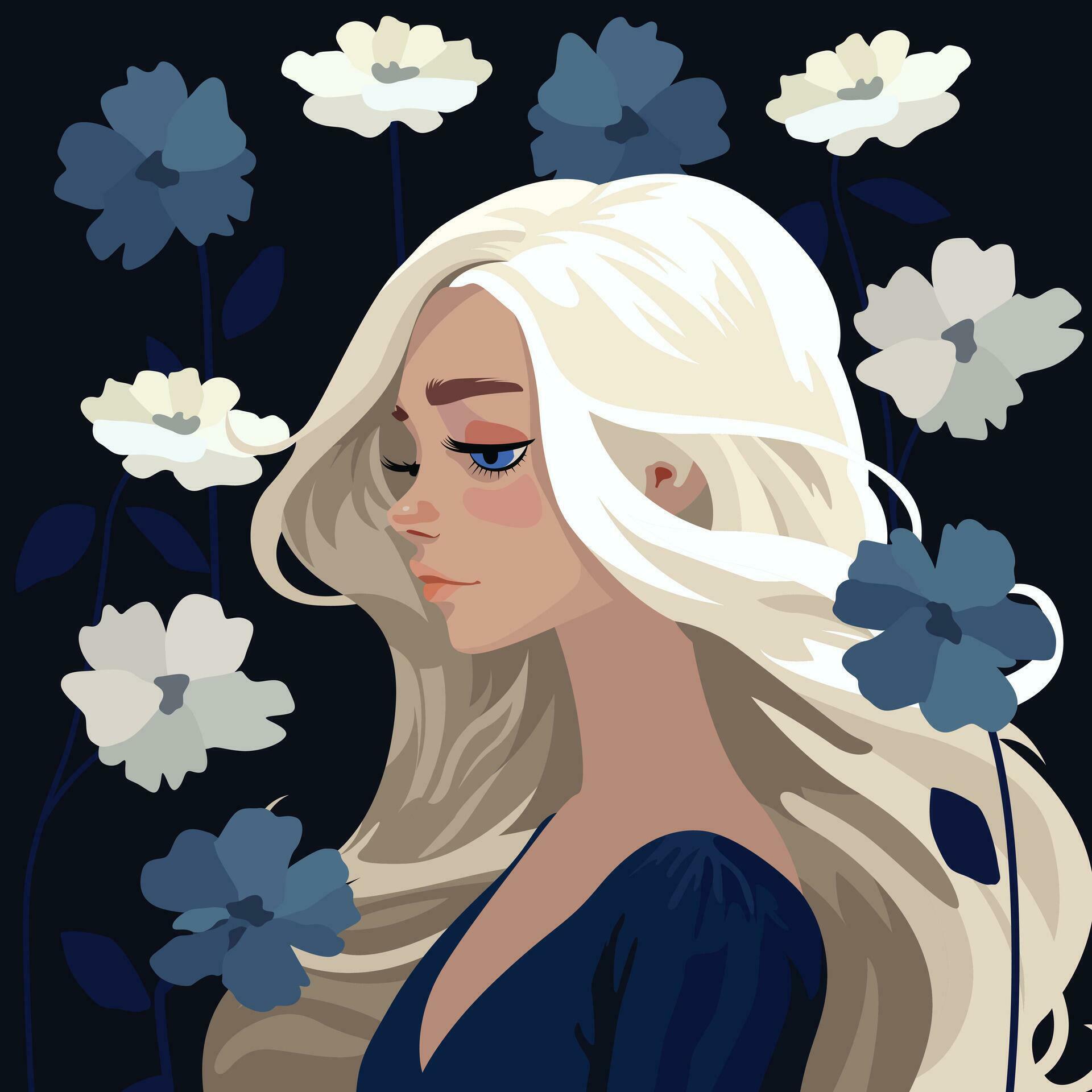 Explore the melancholic beauty of a young blond girl with flowers in ...
