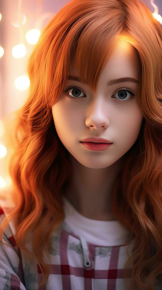 Beautiful woman with long red curly hair, red head. Generative AI 30711794 Stock Photo at Vecteezy