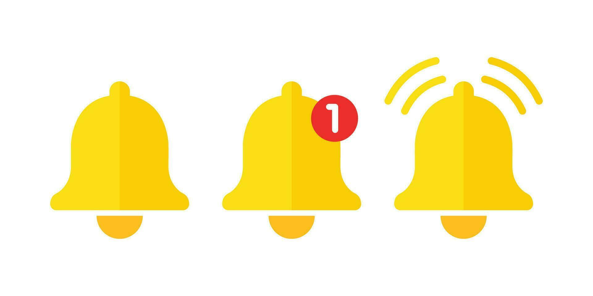 Notification bell icon in flat style. Incoming inbox message vector illustration on isolated ...