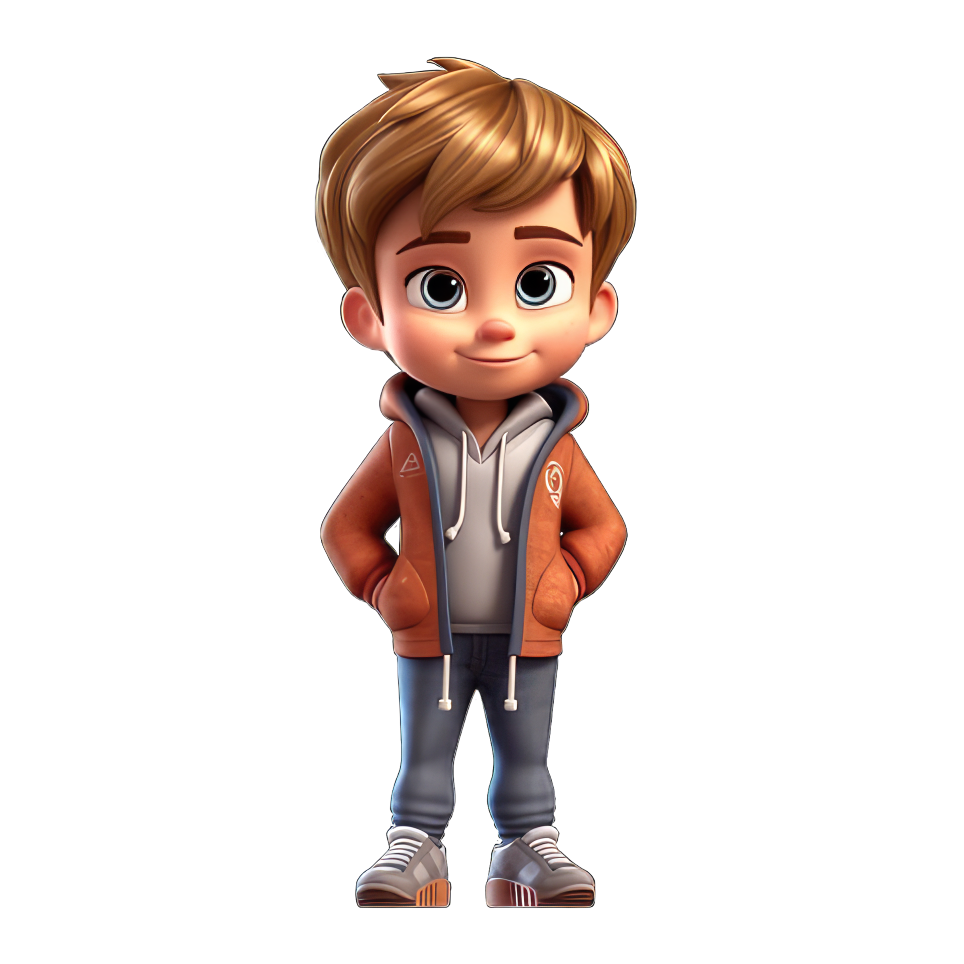 3D cartoon character a cute little boy, Isolated transparent background ...