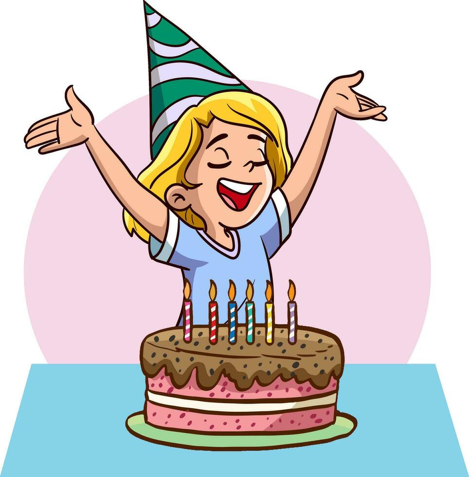 vector illustration of cute little kids celebrating birthday 30722968 ...