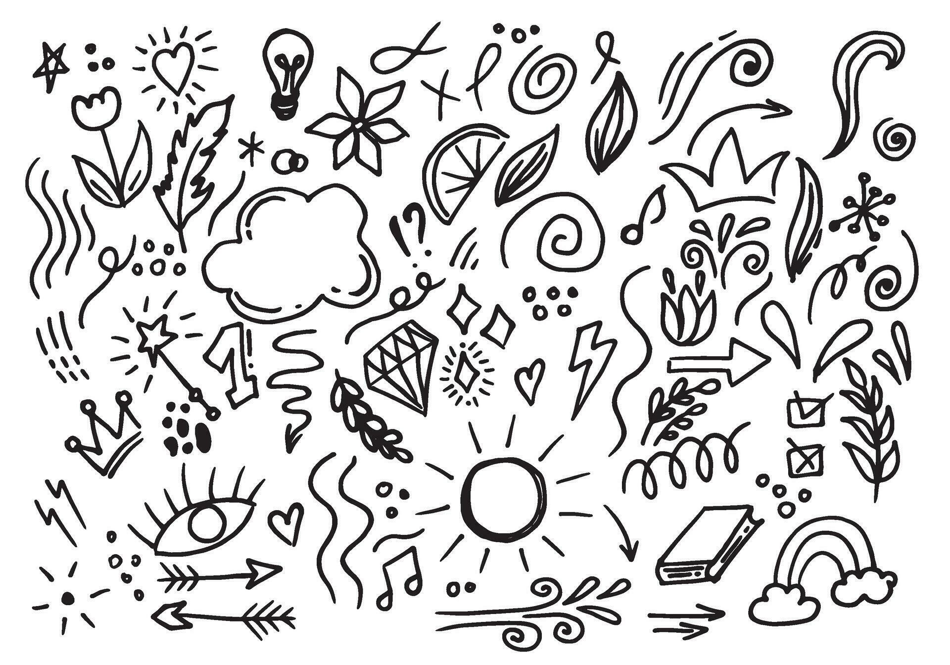 Hand Drawn Decorative Abstract Scribble Doodle Pointing Arrow Outline