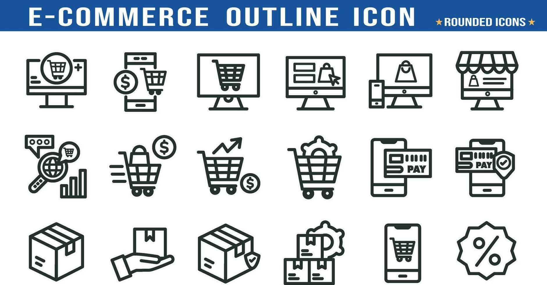 Pack of 18 outline ecommerce icons 30738565 Vector Art at Vecteezy