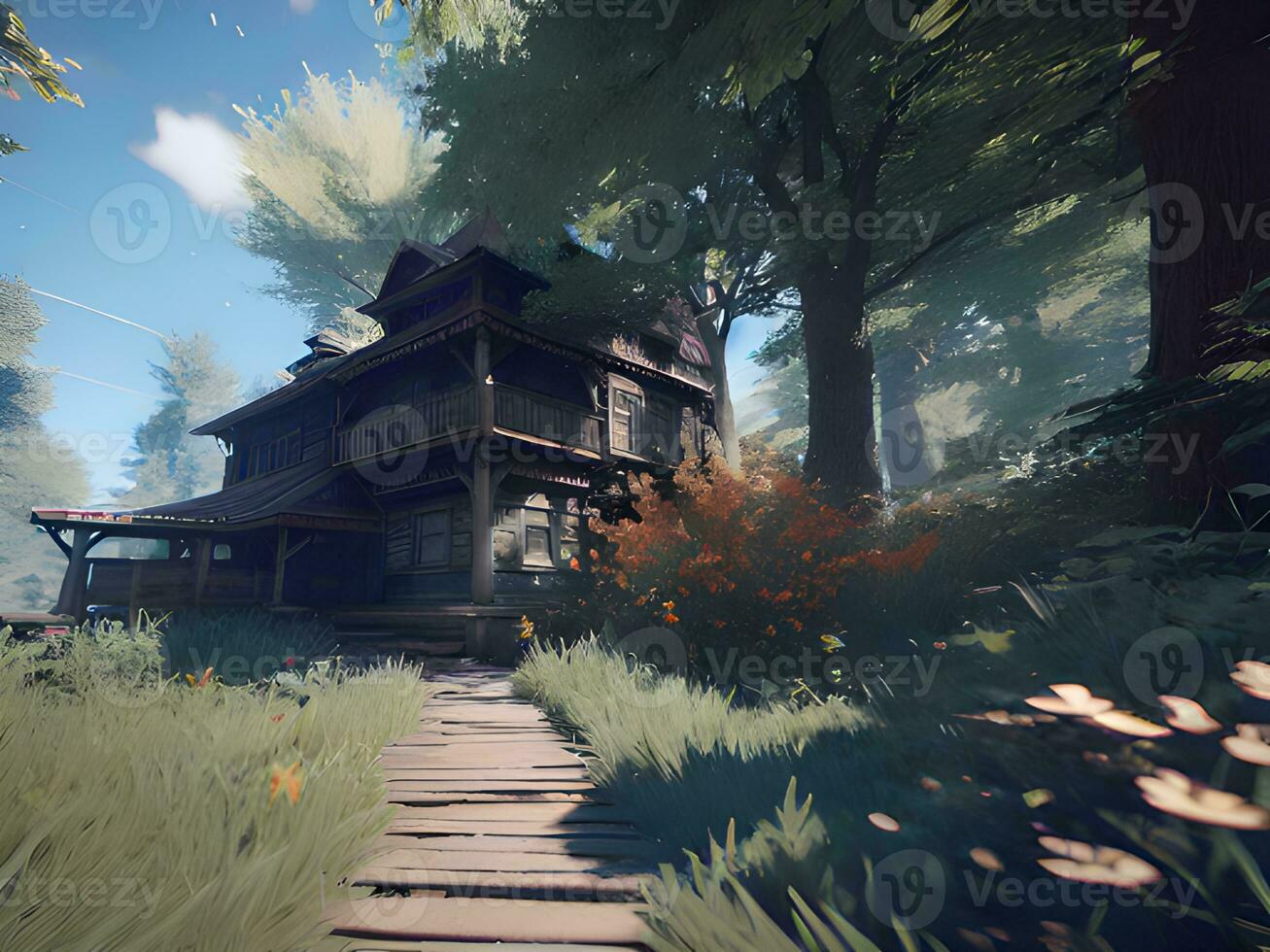 3d rendering of a house in the forest 30738966 Stock Photo at Vecteezy