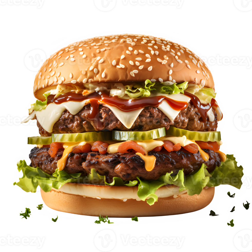 hamburger fast food isolated on transparent background ,double beef ...