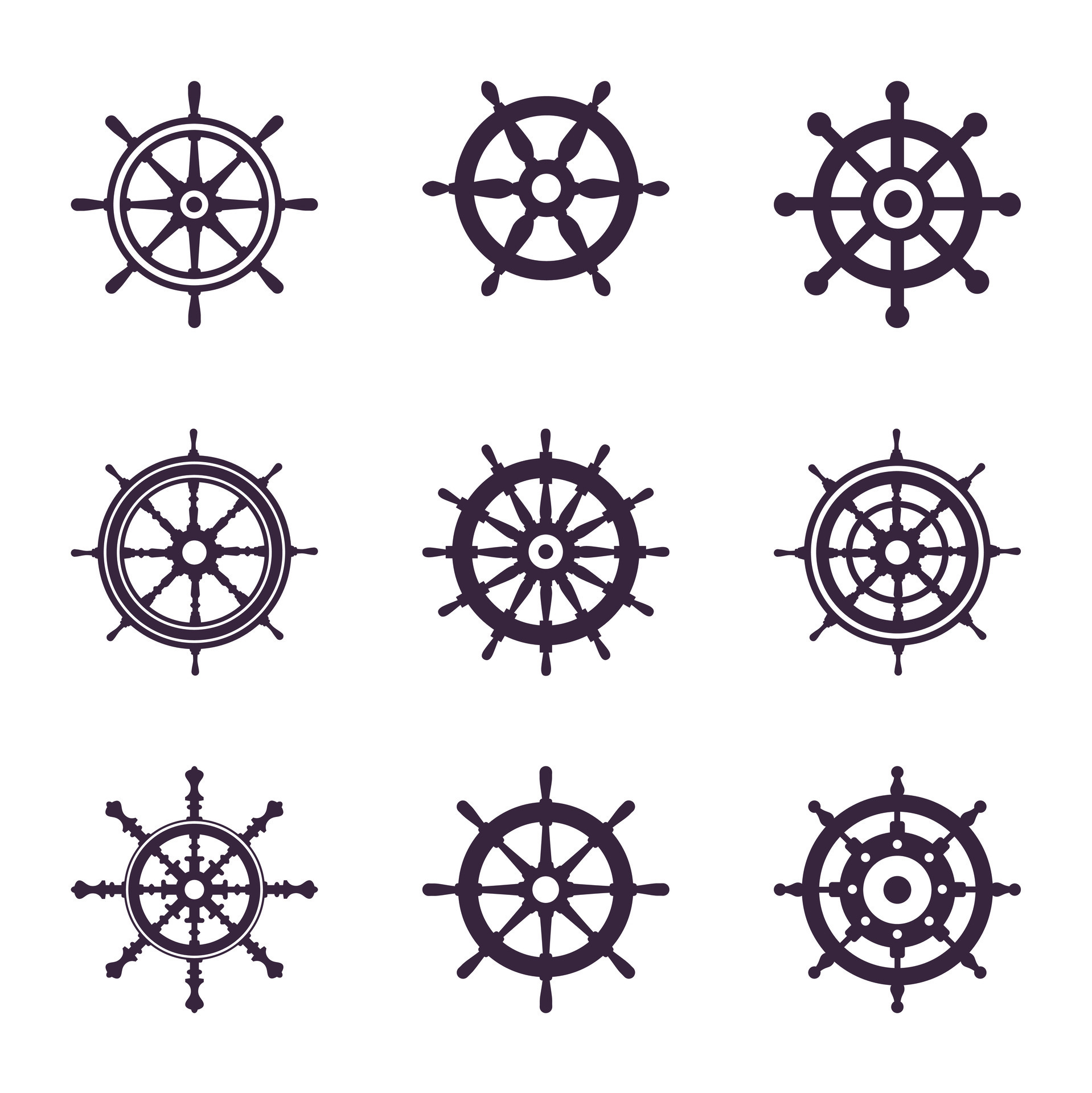 A set of different steering wheels 30740808 Vector Art at Vecteezy