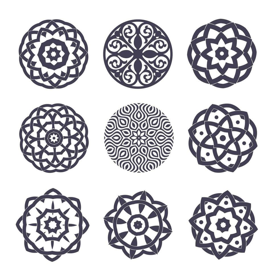 Set of abstract circles with geometric patterns inside 30741181 Vector ...