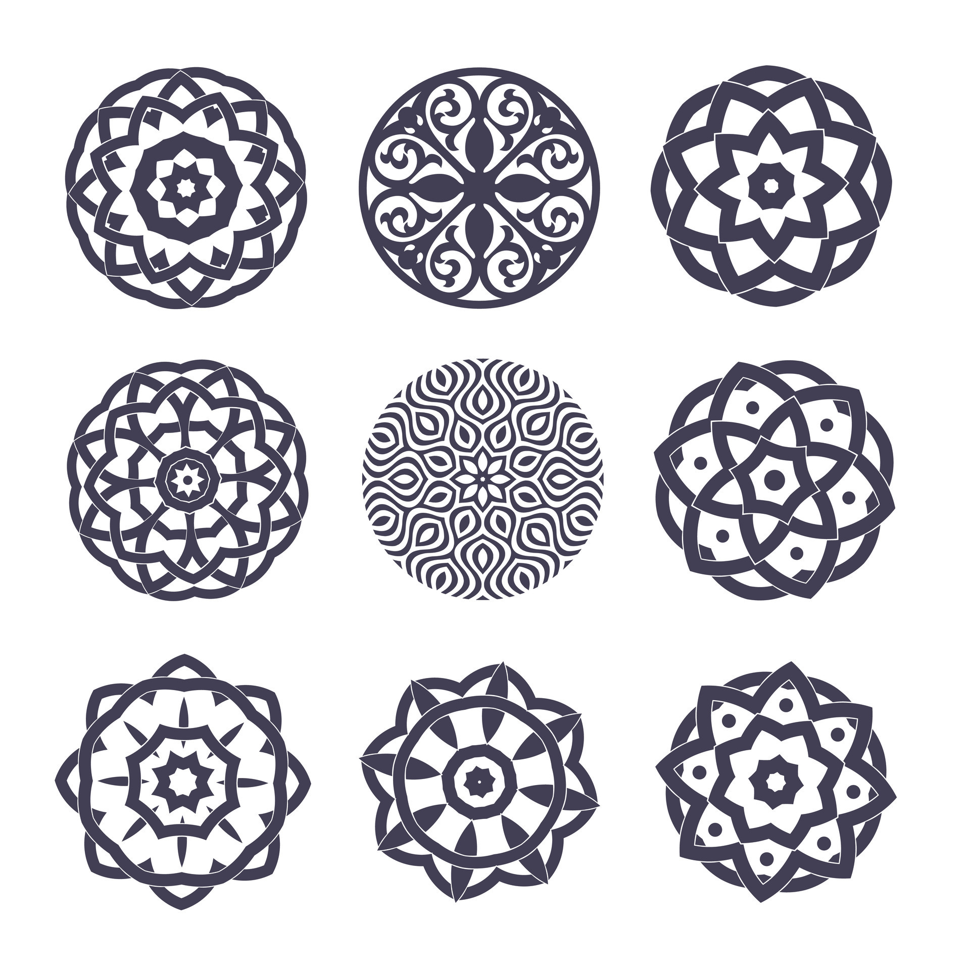 Set of abstract circles with geometric patterns inside 30741181 Vector ...
