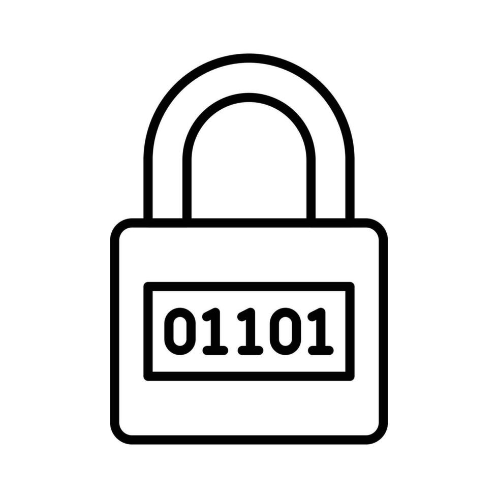 Binary code on padlock, modern vector of digital security, encryption ...
