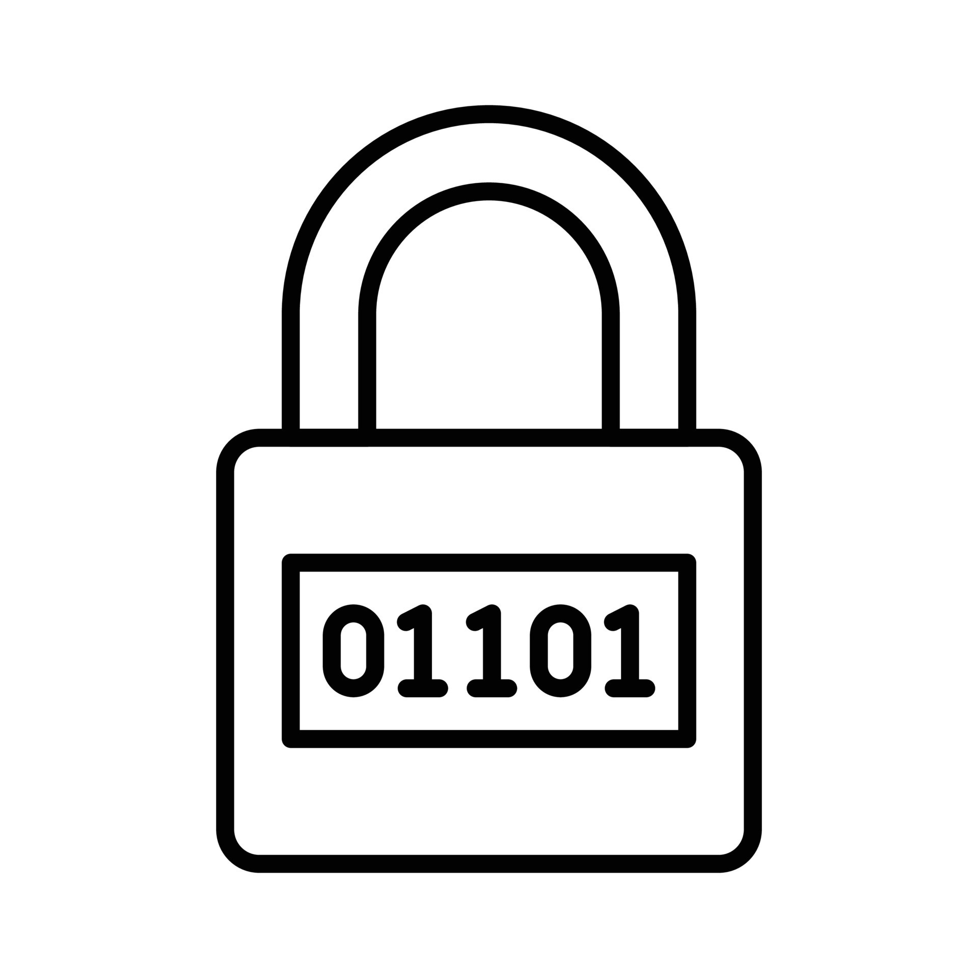Binary Code On Padlock Modern Vector Of Digital Security Encryption