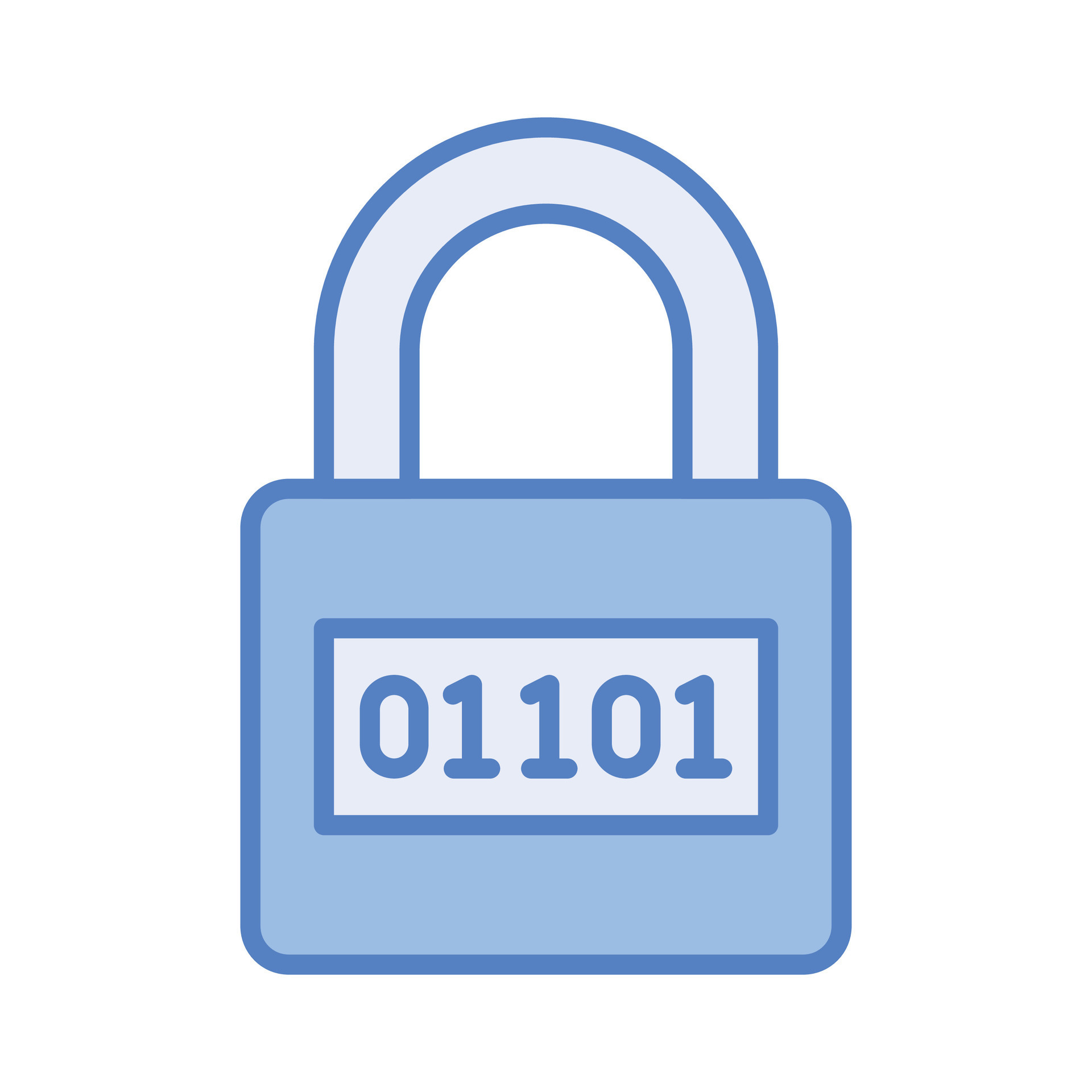 Binary Code On Padlock Modern Vector Of Digital Security Encryption