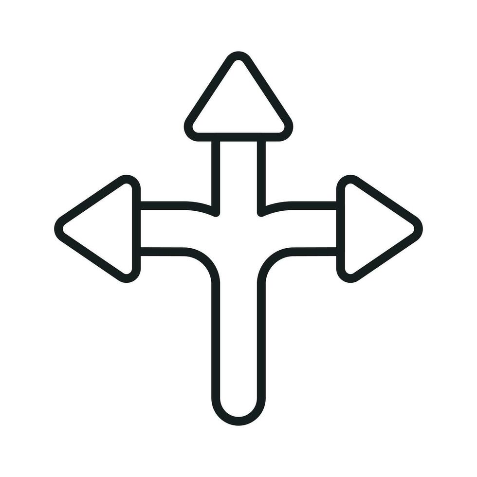 Three Way Direction Arrow Sign Road Sign Direction Icon Vector