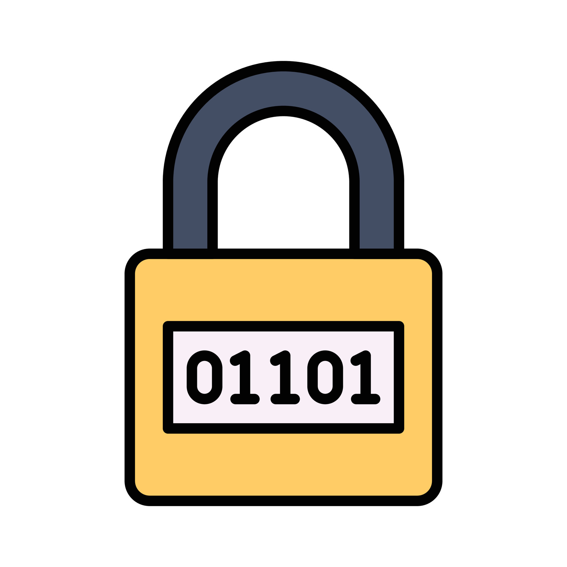 Binary Code On Padlock Modern Vector Of Digital Security Encryption