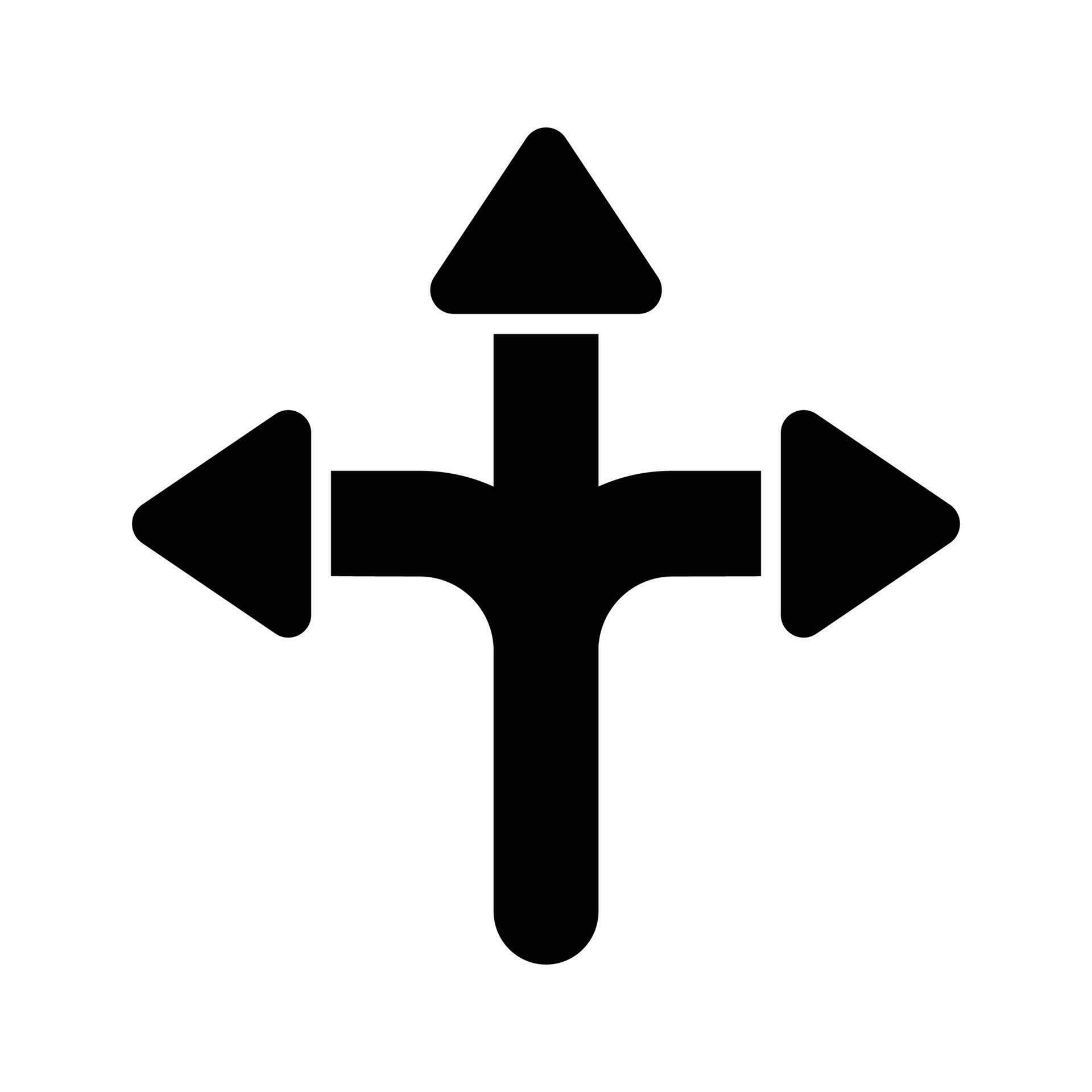 Three Way Direction Arrow Sign Road Sign Direction Icon Vector