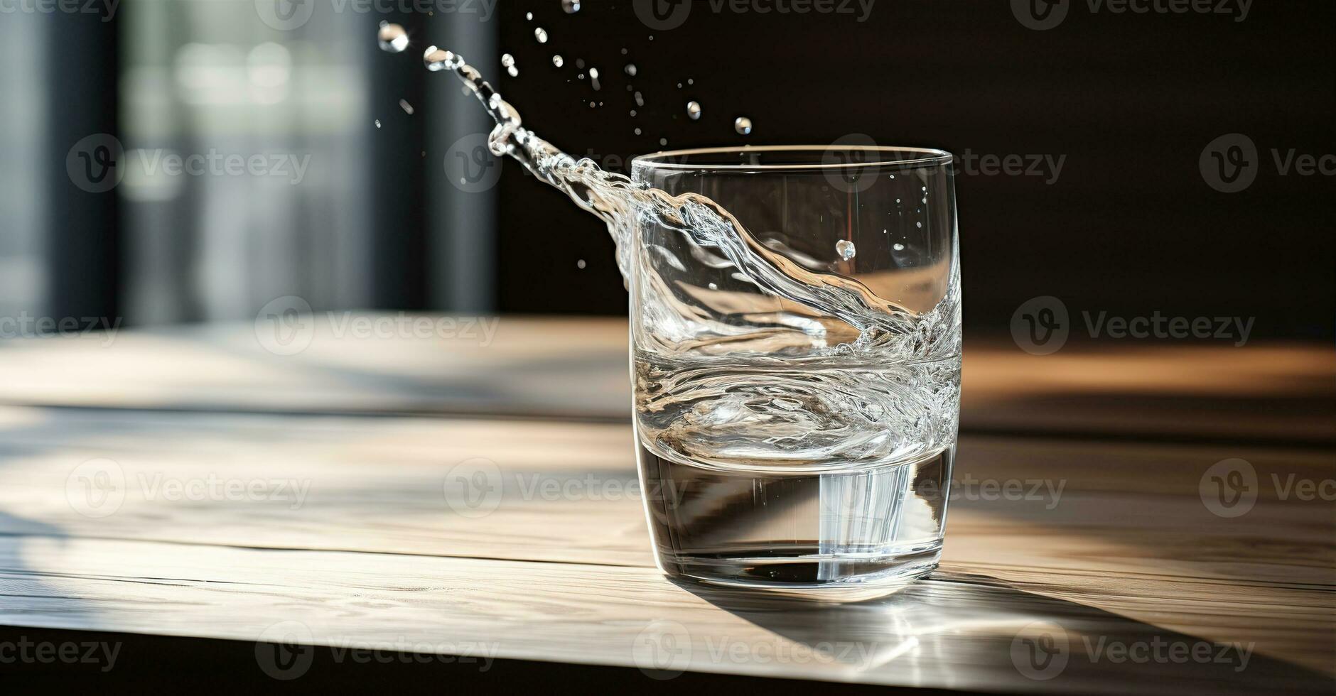 Glass of water being filled with water. Created with Generative AI 30747678 Stock Photo at Vecteezy