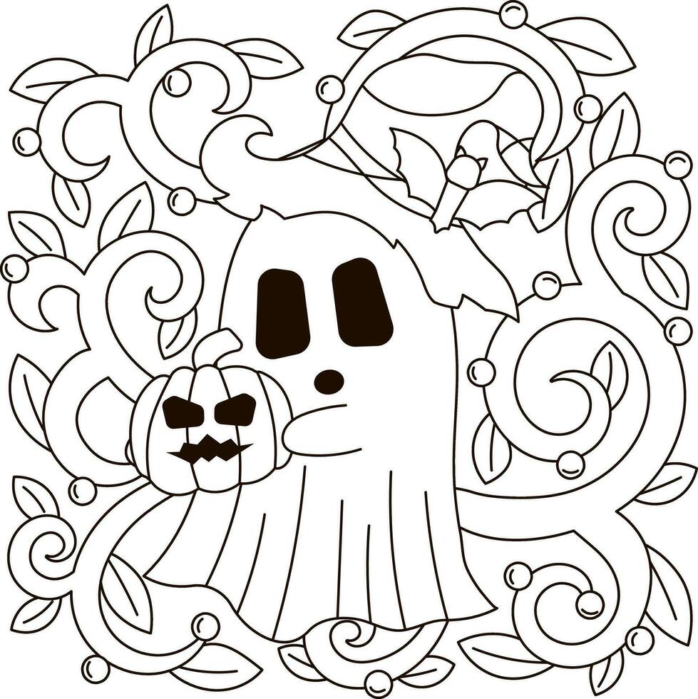 Ghost Coloring Pages Ghost Coloring Page For Halloween Spirit Vector