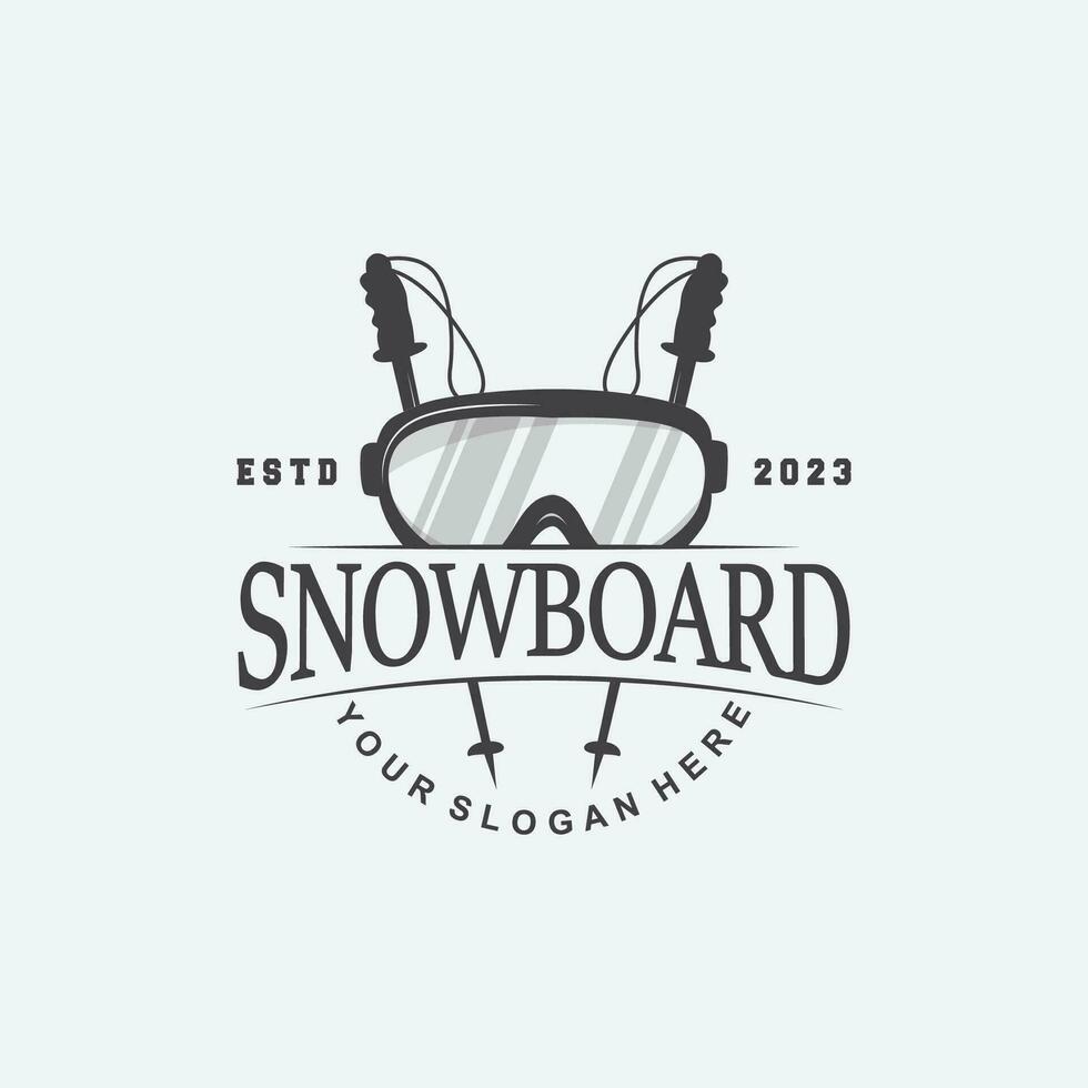Ski Sport Logo, Winter Snow Sports Design Retro Vintage Vector ...