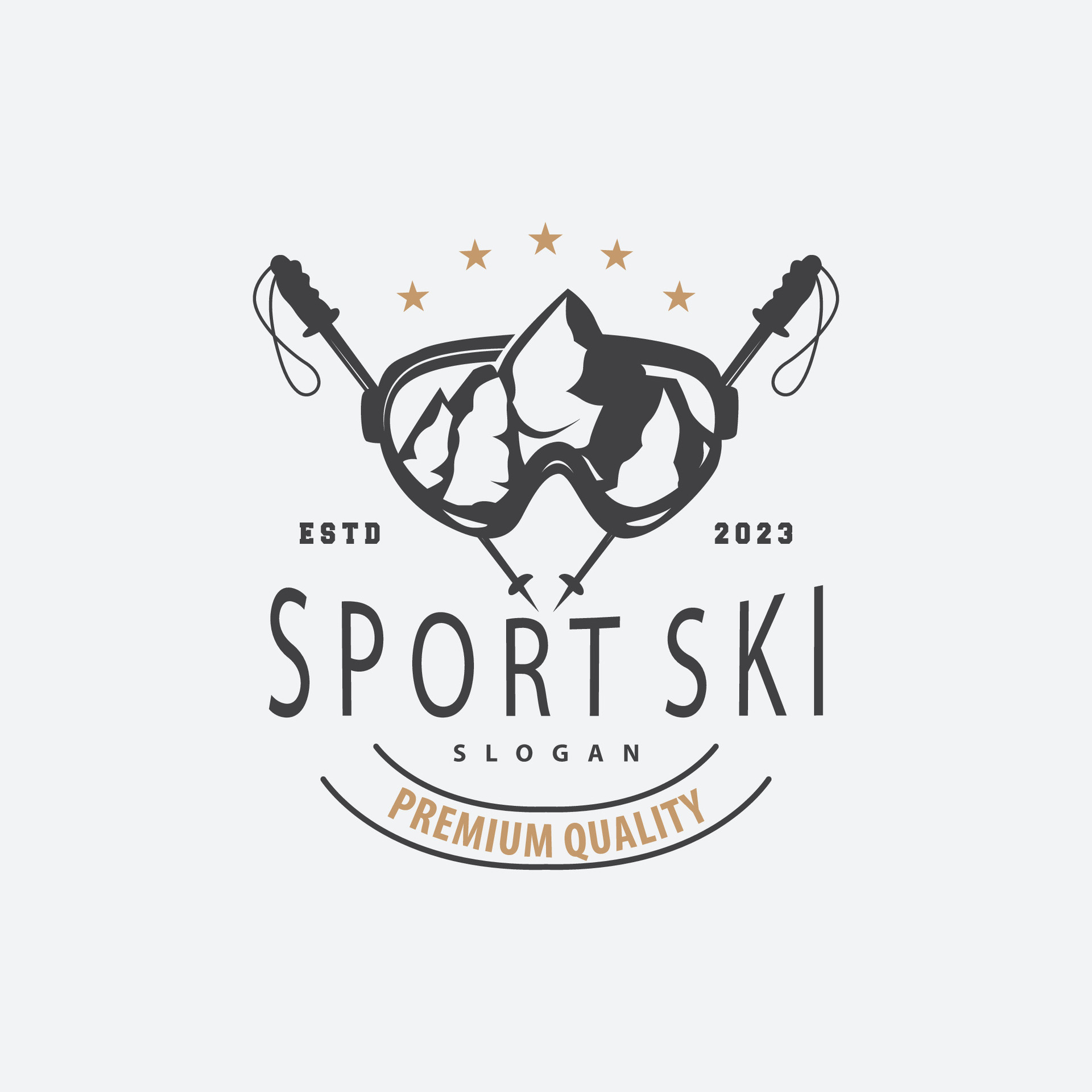 Ski Sport Logo, Winter Snow Sports Design Retro Vintage Vector ...