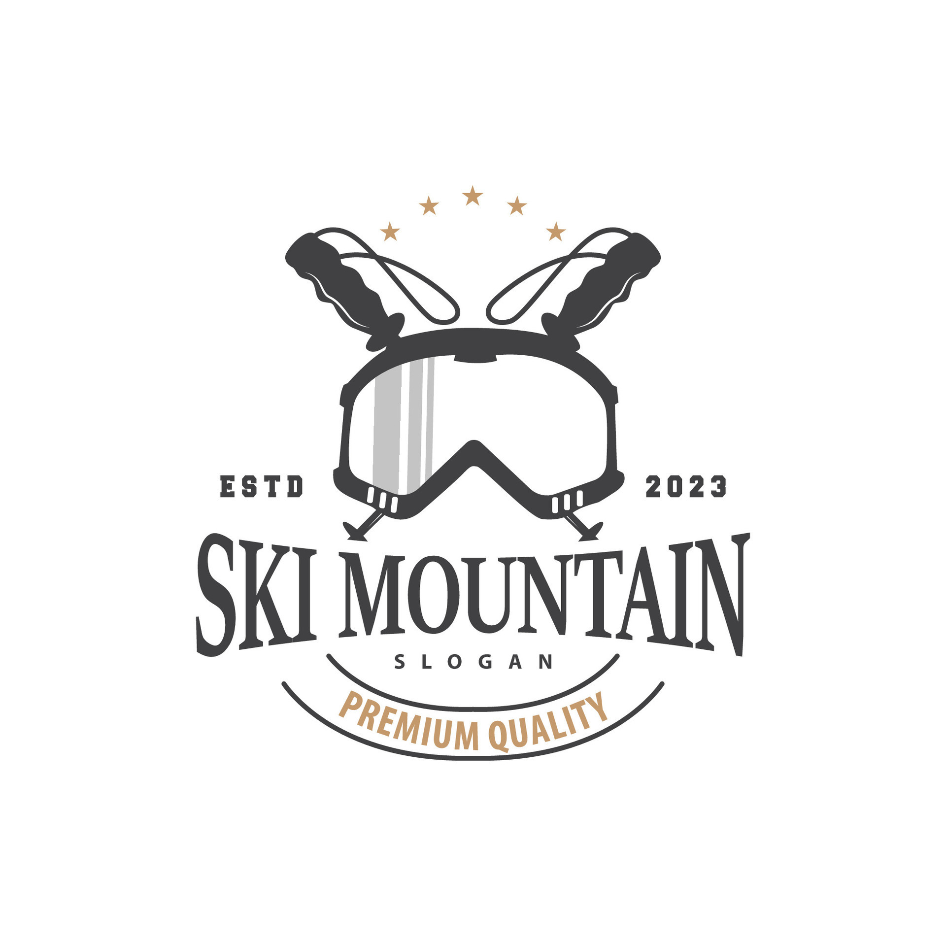 Ski Sport Logo, Winter Snow Sports Design Retro Vintage Vector ...