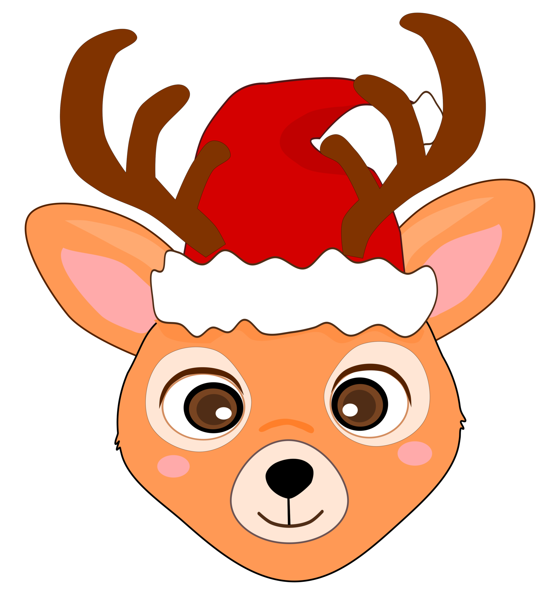 Cute Cartoon Reindeer Wears Santa Hat 30752924 Png