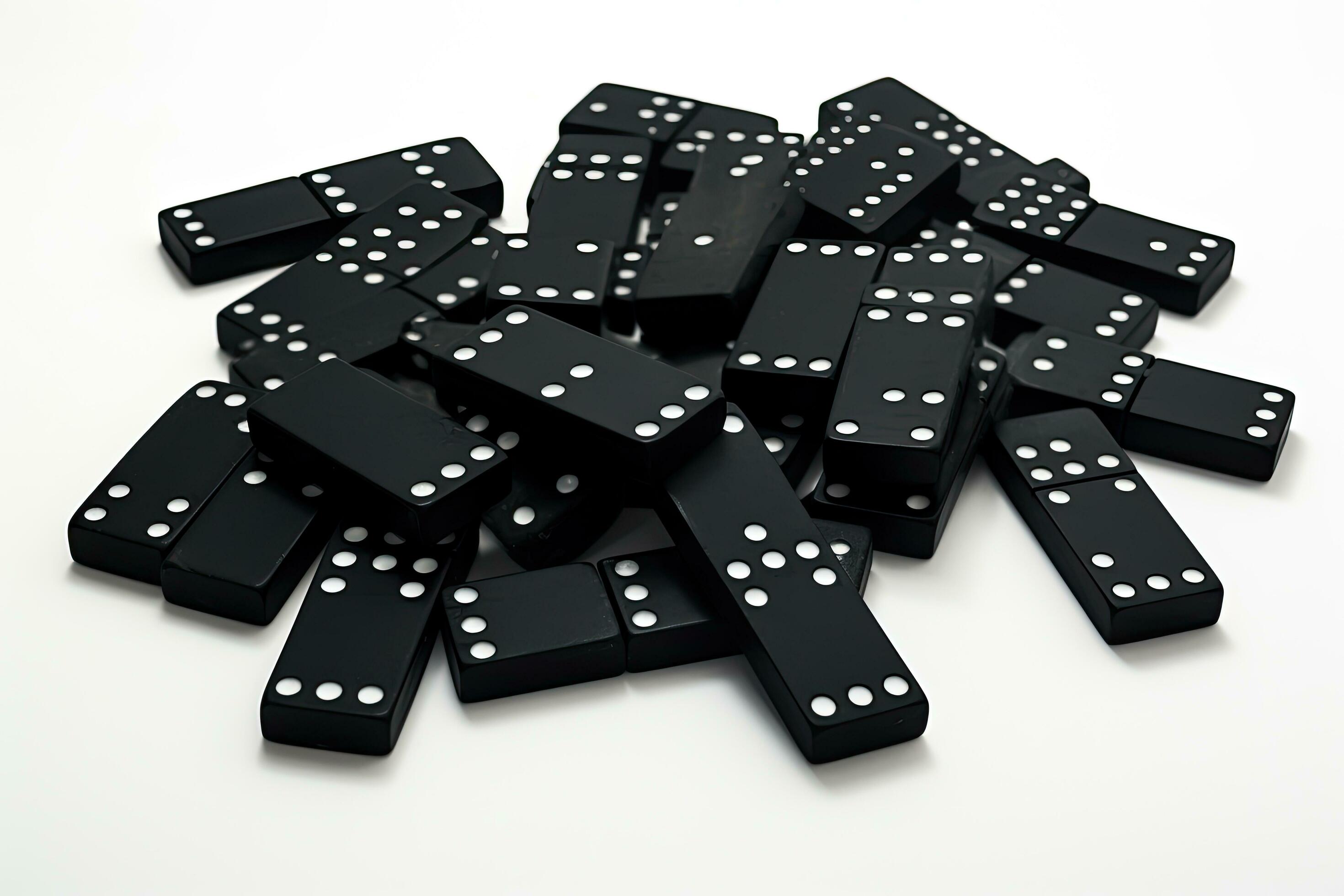 black dominoes isolated on white background, close-up shot, Black ...