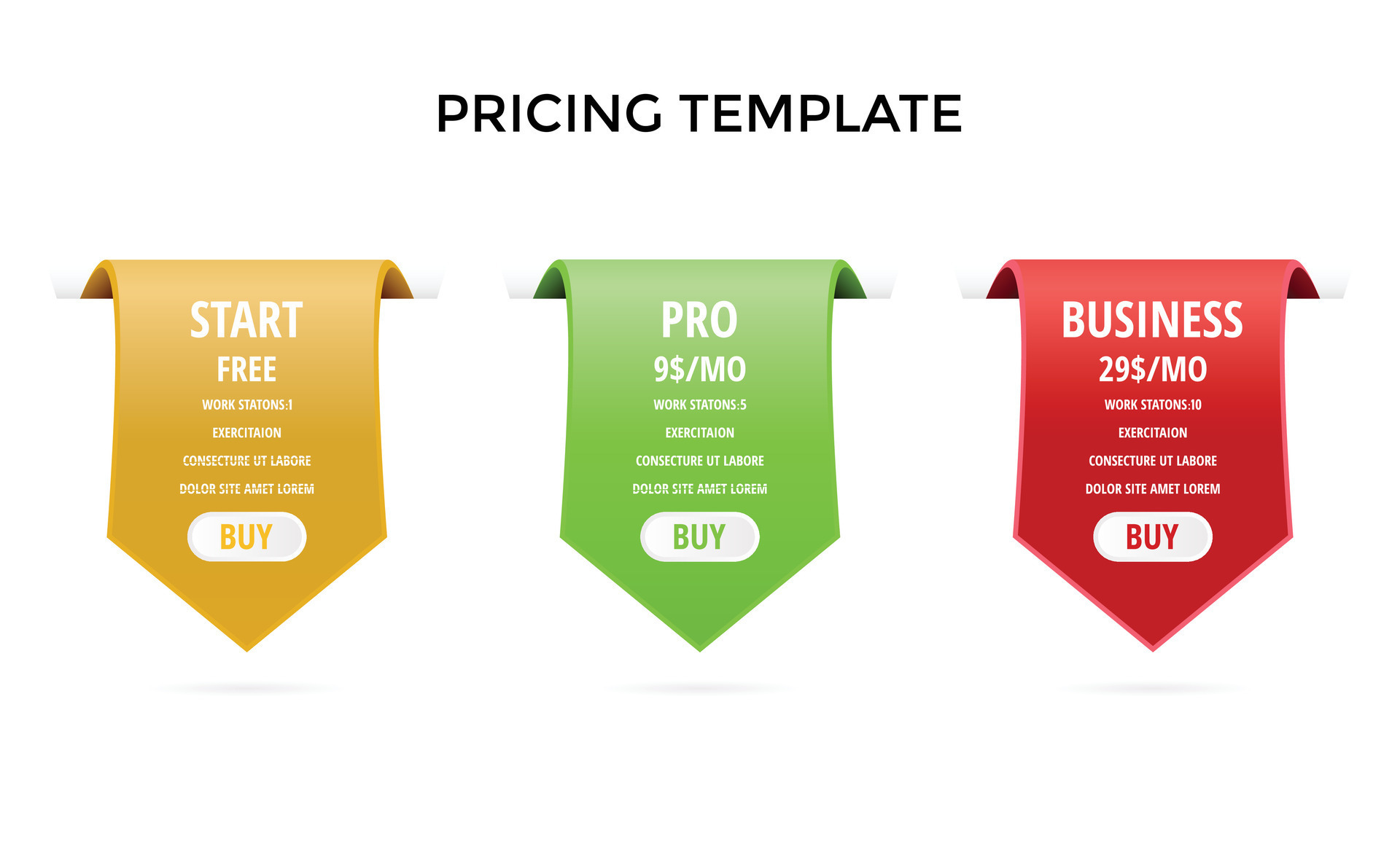 Three Tariffs Interface For The Site Ui Ux Vector Banner For Web App Pricing Table Template