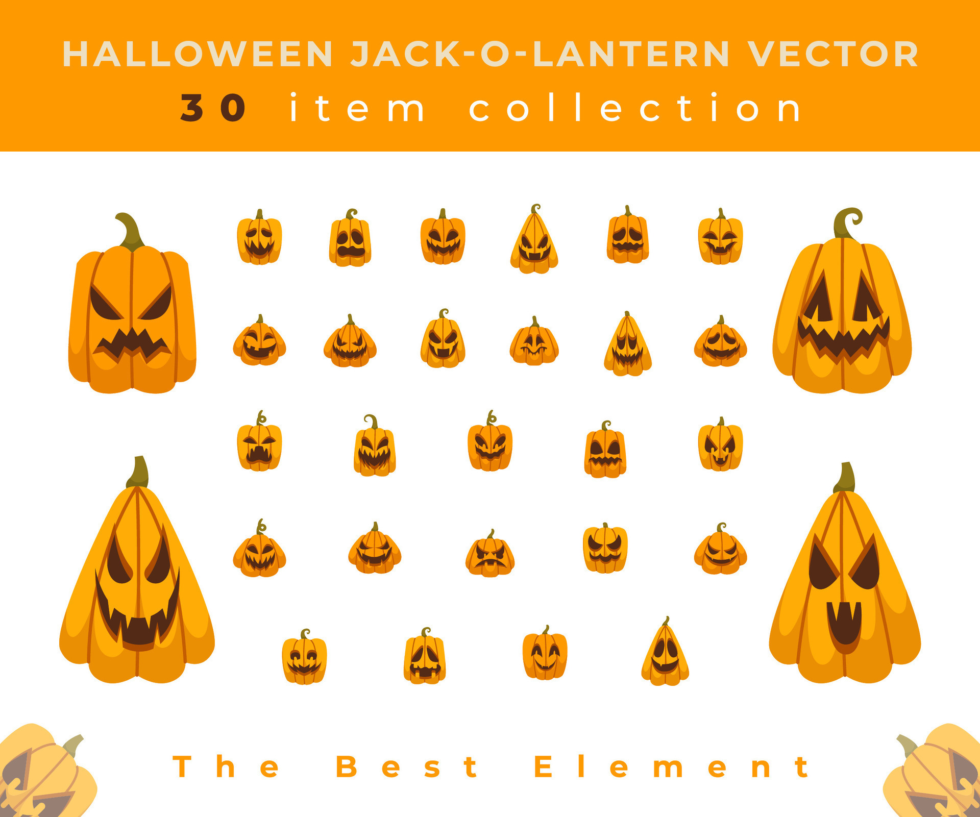 Collection halloween jack-o-lantern vector flat color 30760852 Vector ...